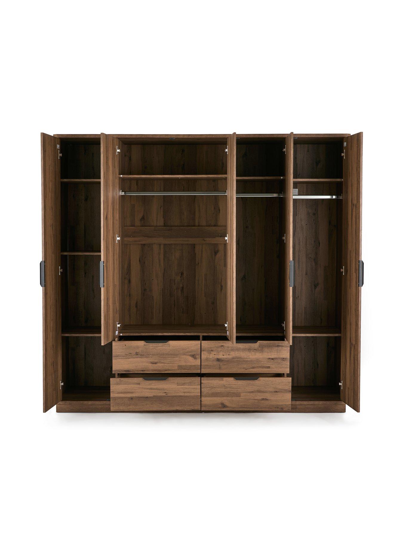 Very Home Harlem 5 Door, 4 Drawer Wardrobe - Mid Oak Effect - FSC ...