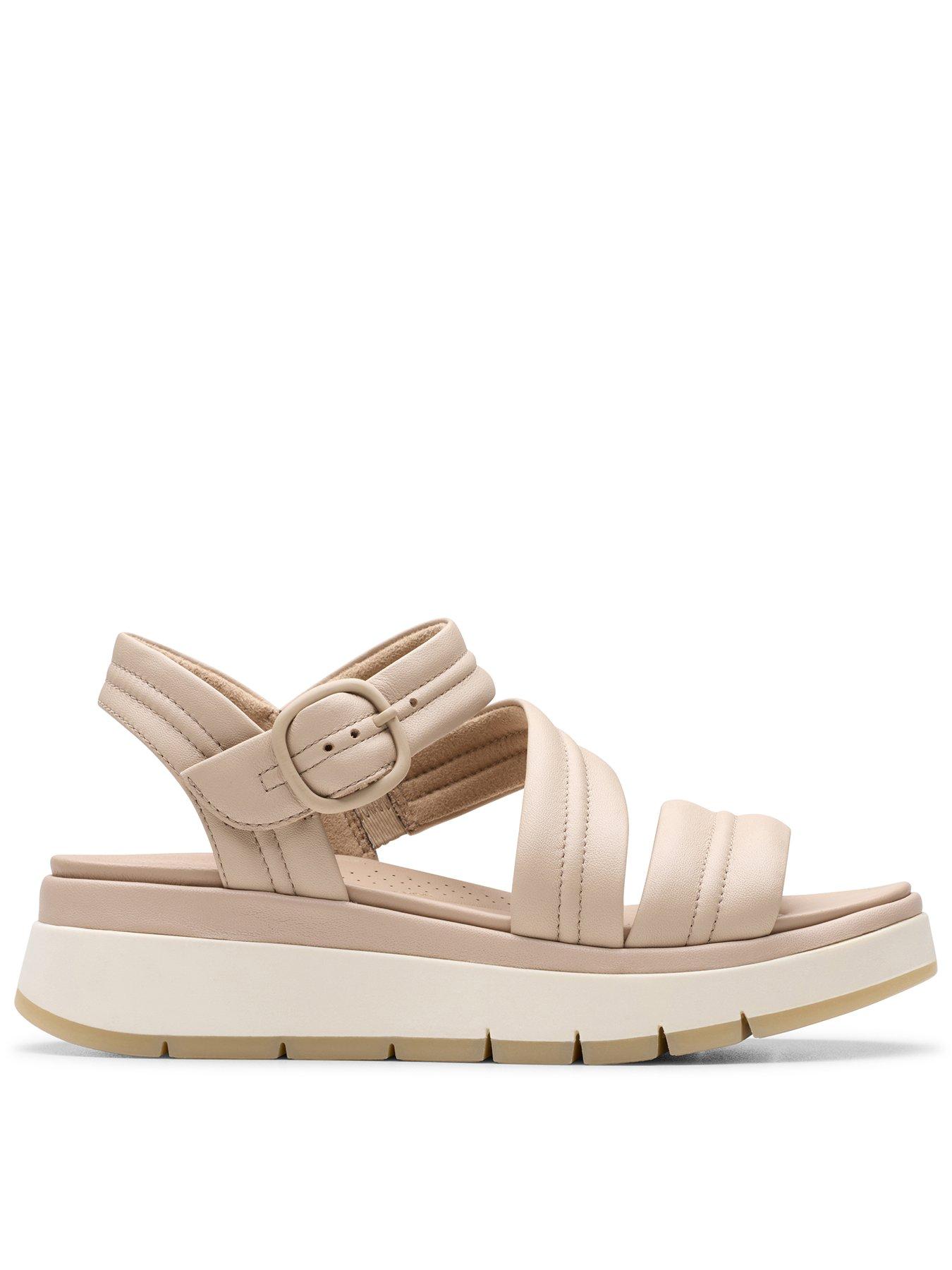 Clarks Tuscan Cross Platform Style Leather Sandal - Sand | Littlewoods