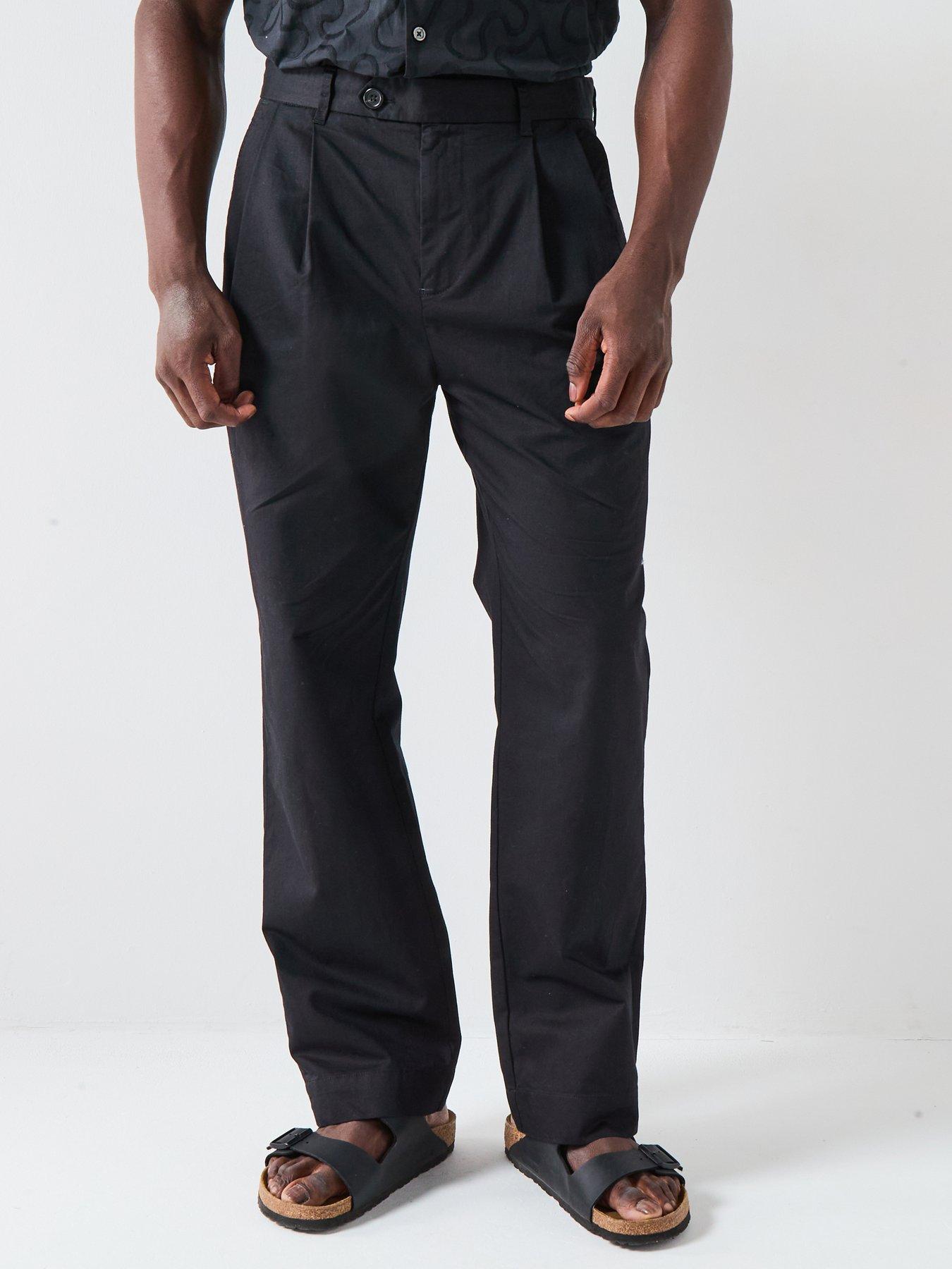 Selected Homme Loose Adam Pleat Trousers - Black | Littlewoods