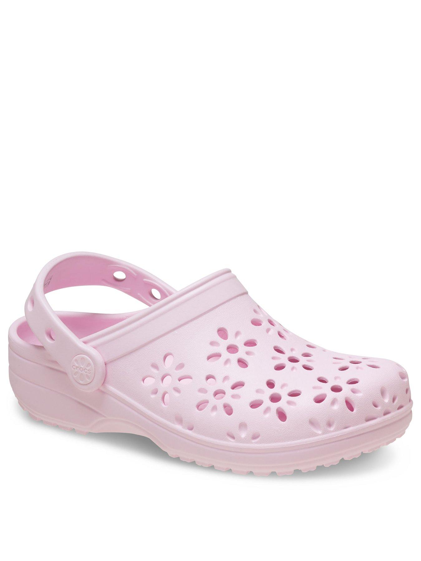 Crocs Classic Floral Cut Out Clog K - Pink | Littlewoods