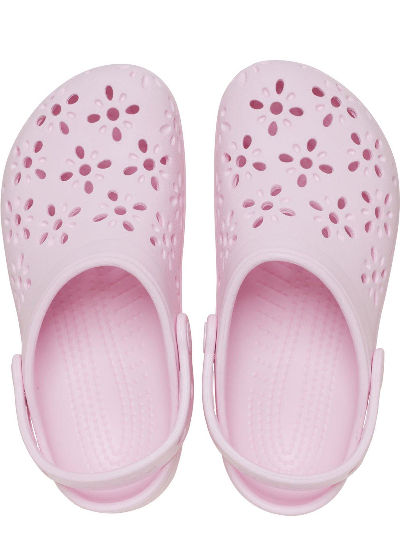 Crocs Kids Classic Floral Cut-out Clog - Pink | Littlewoods