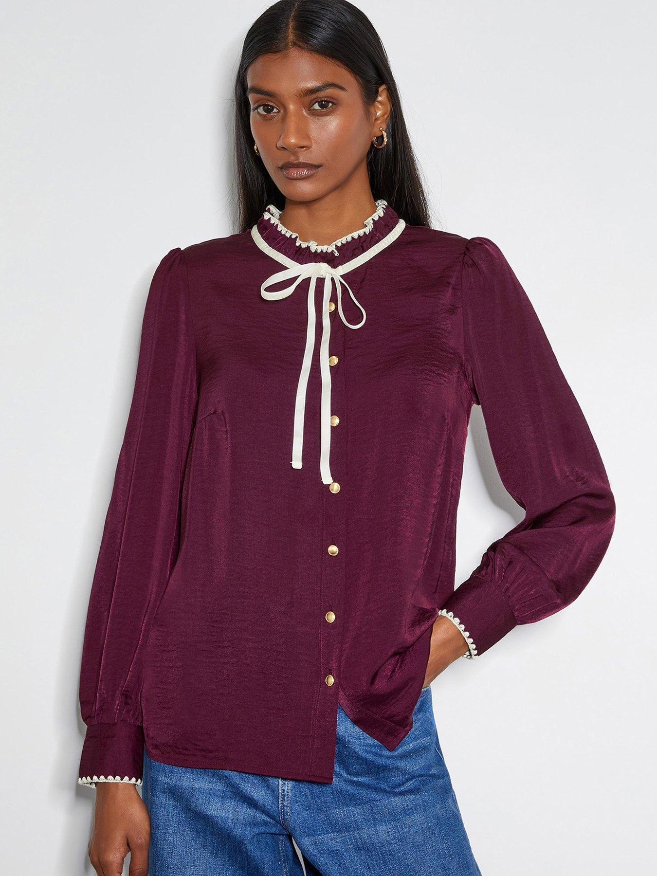Monsoon Thea Satin Blouse - Red | Littlewoods