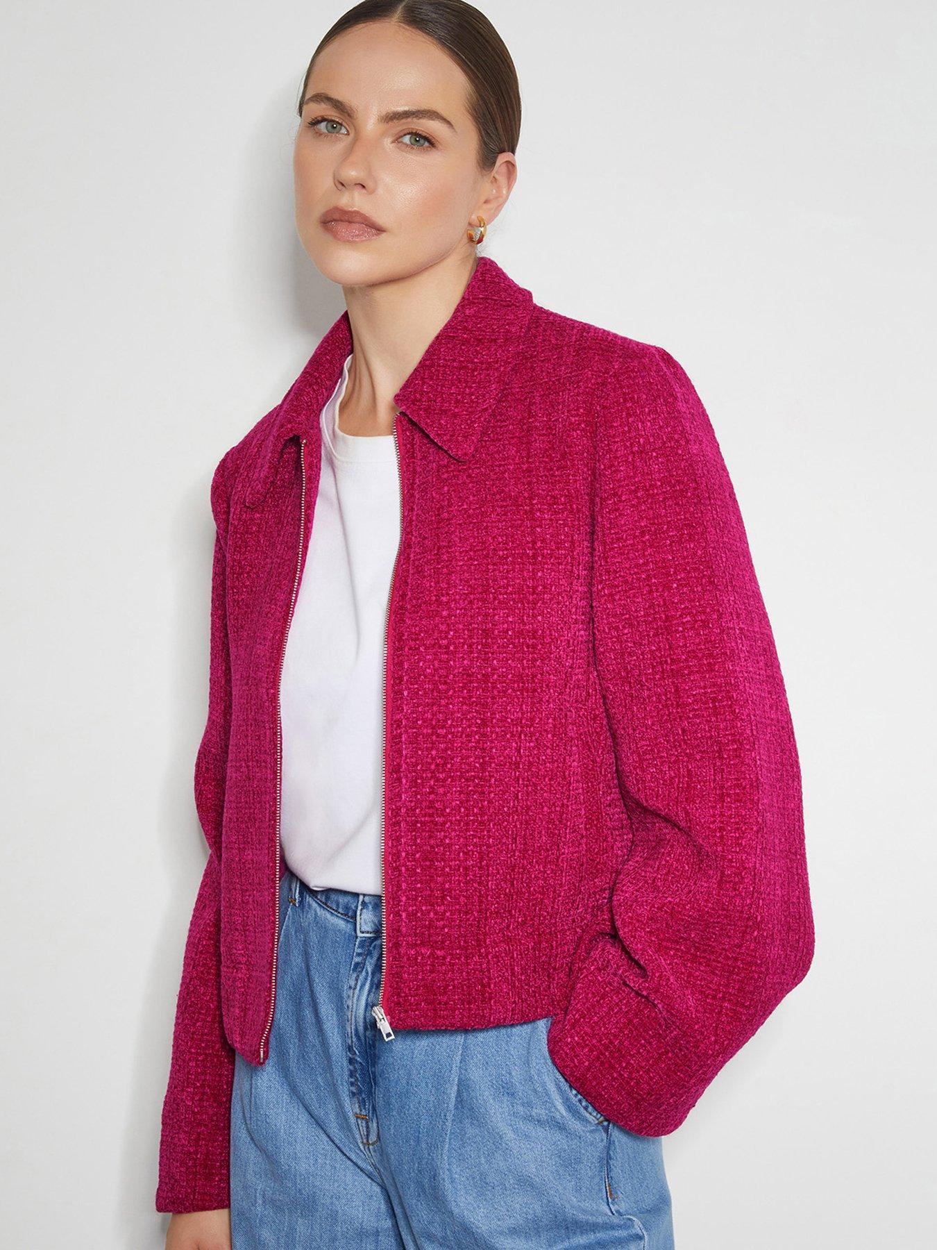 Monsoon Teagan Tweed Jacket - Pink | Littlewoods