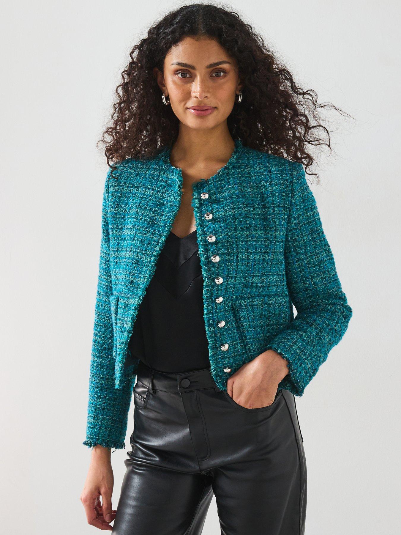 Mango Boucle Trophy Jacket - Dark Blue | Littlewoods
