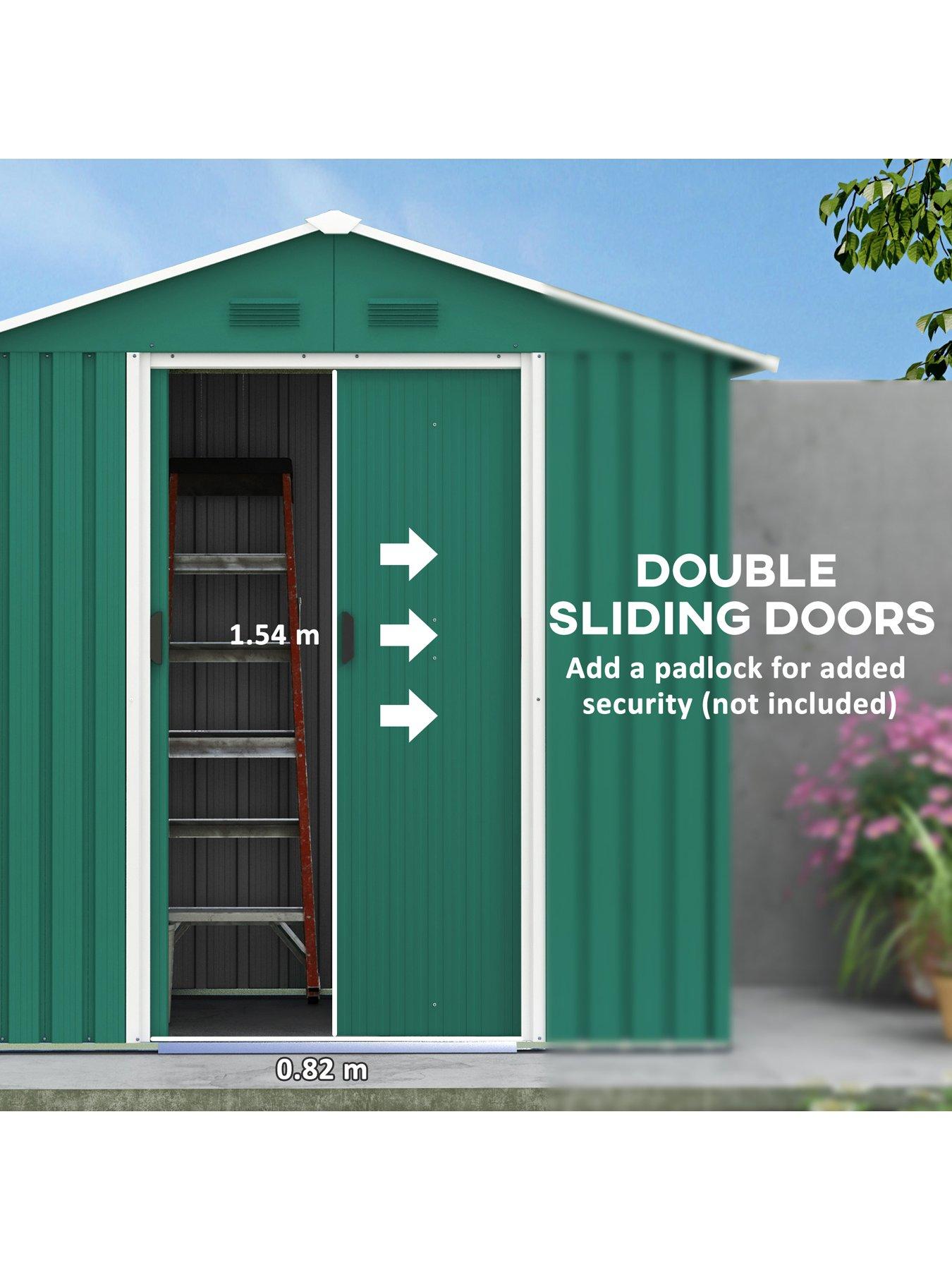 OutSunny 6.5ft x 3.5ft Garden Shed, Metal Shed for Garden and Outdoor ...