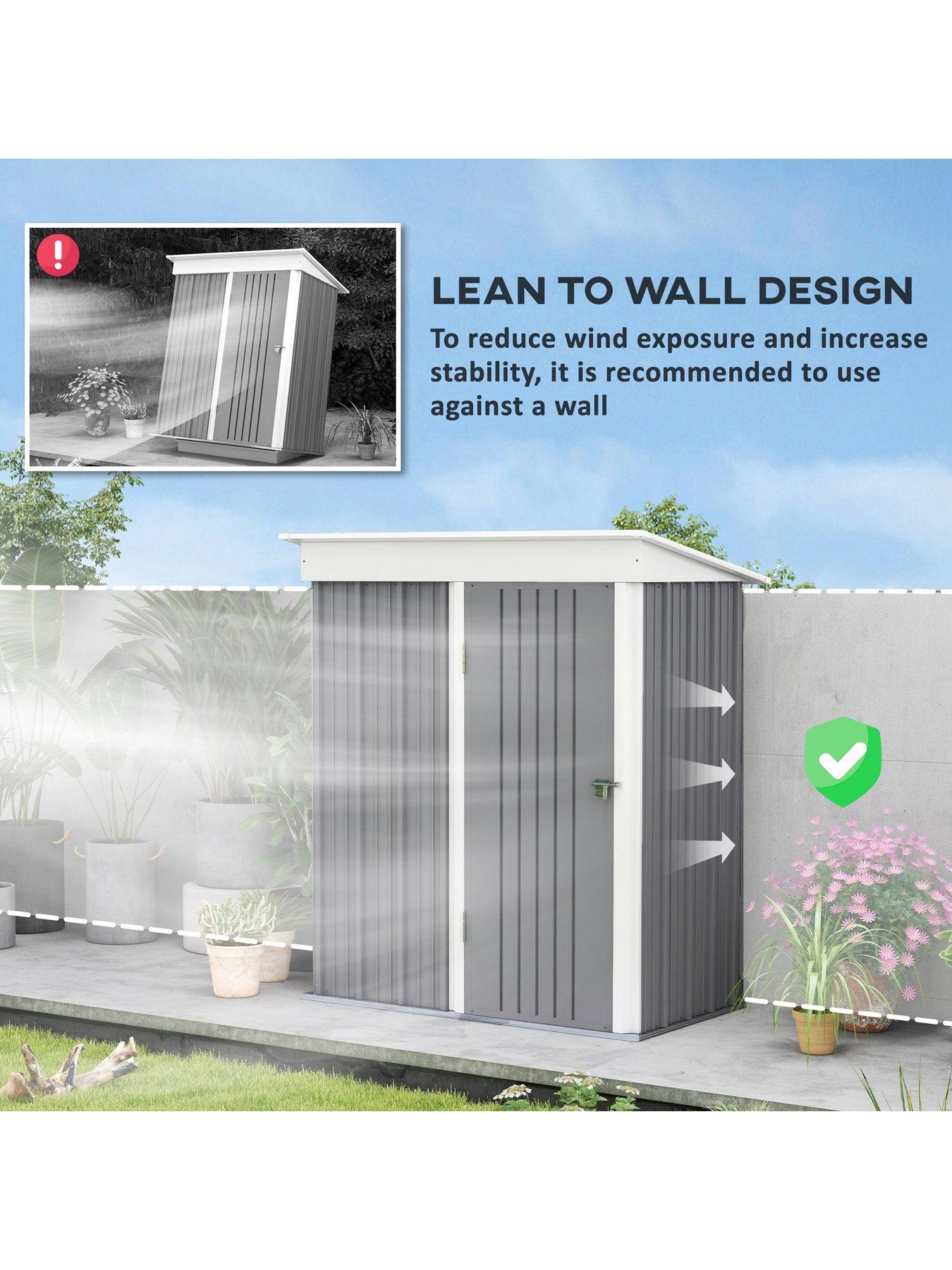 OutSunny Small Garden Shed, Steel Lean-to Shed for Bike with Adjustable ...