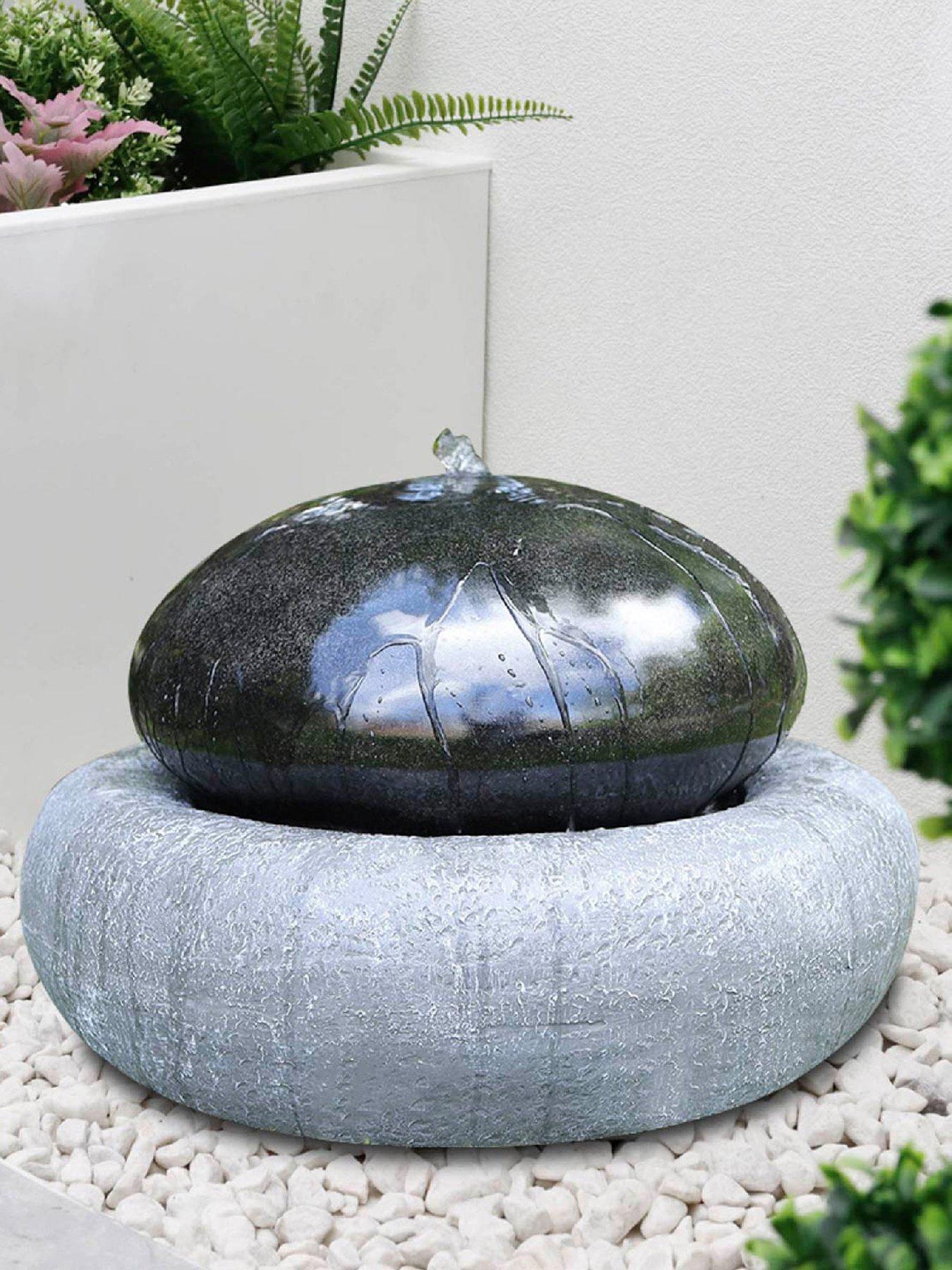 Streetwize Solar-Powered Black Pebble Water Fountain | Littlewoods