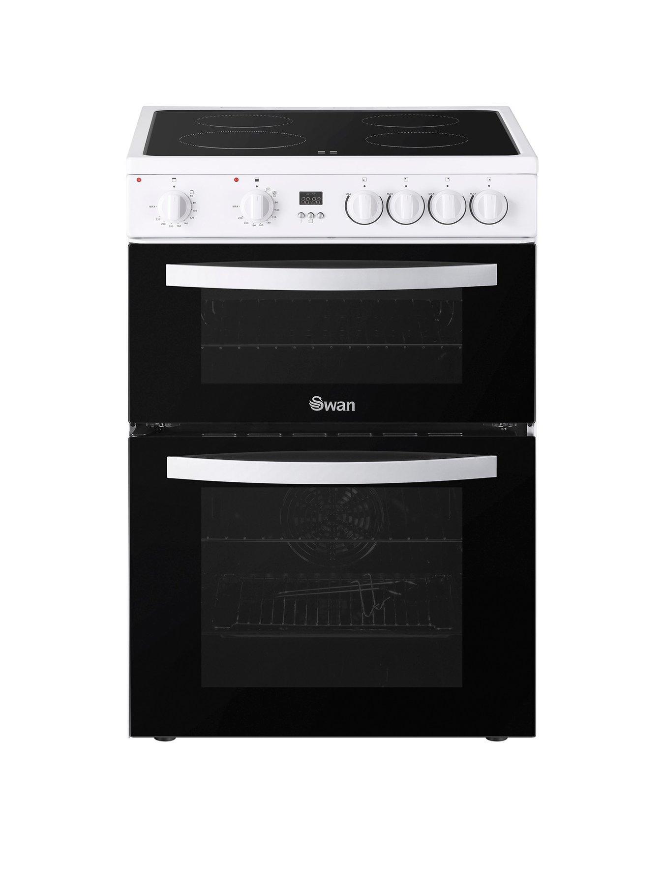 Swan SX16720W 60cm Electric Twin Oven Ceramic Hob Cooker - White ...