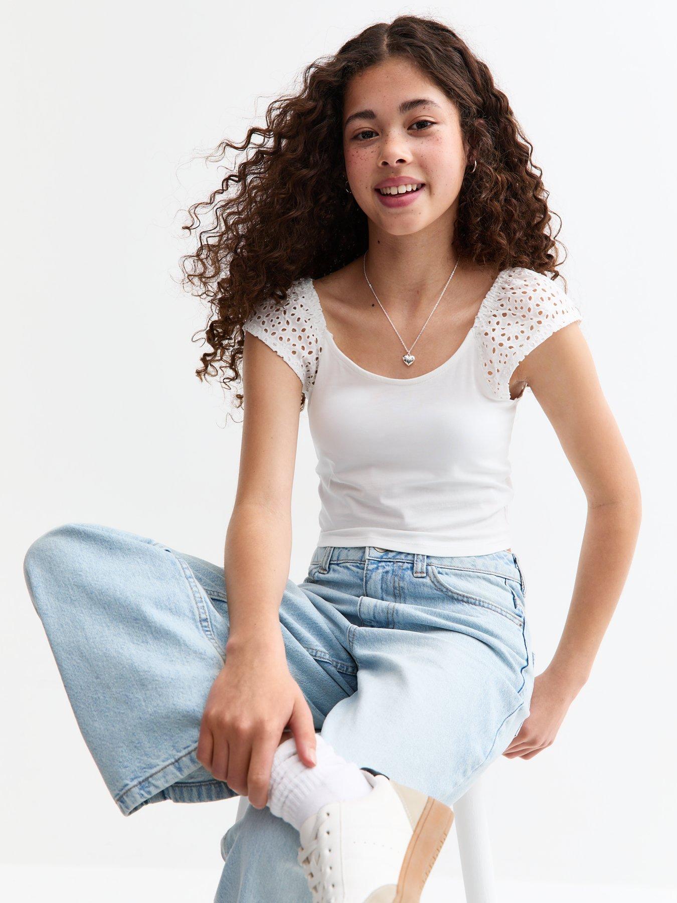 New Look 915 Girls White Broderie Anglaise Vest | Littlewoods