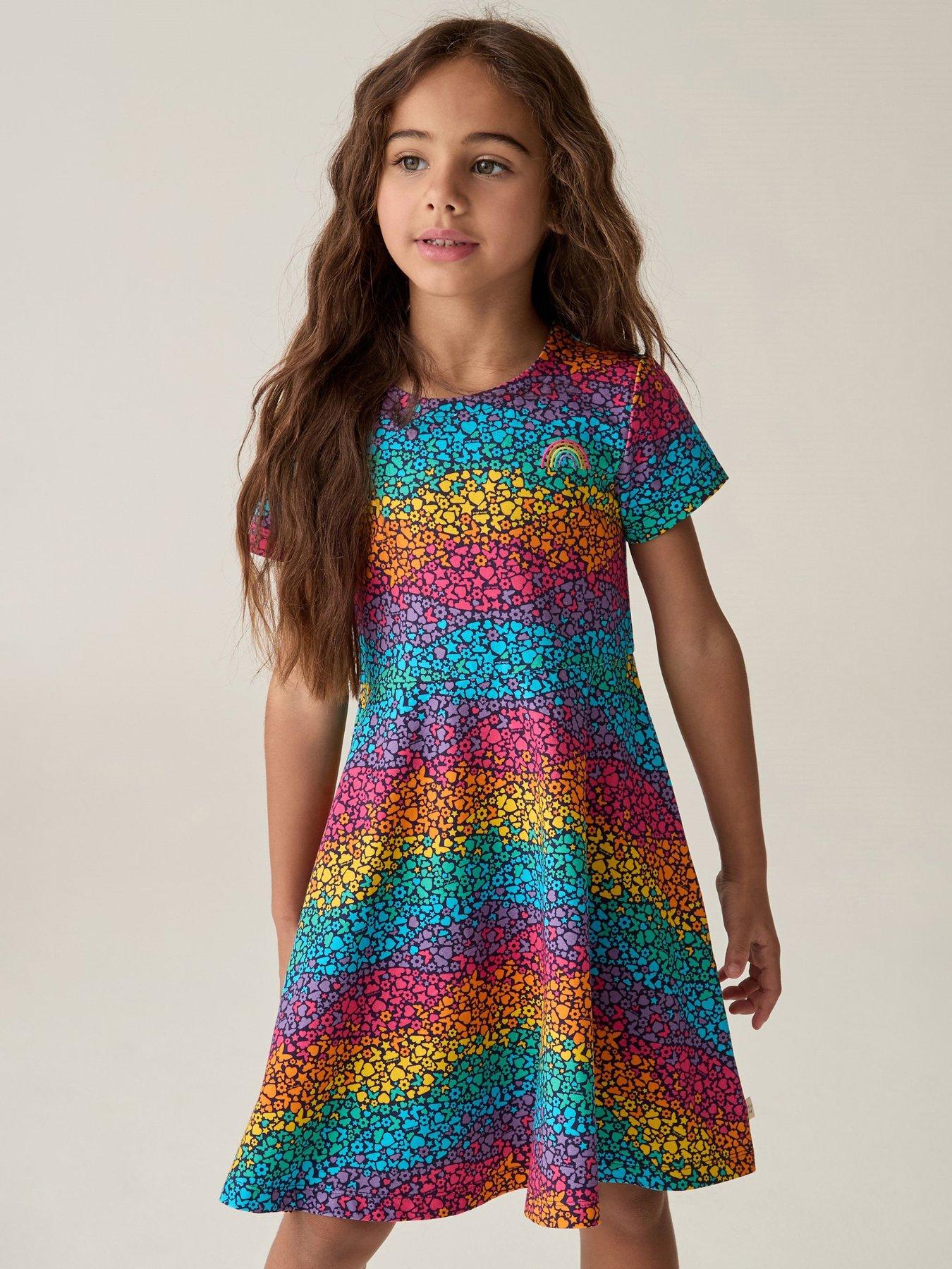 Little Bird Girls Short Sleeve Colourful Skater Dress - Multi | Littlewoods