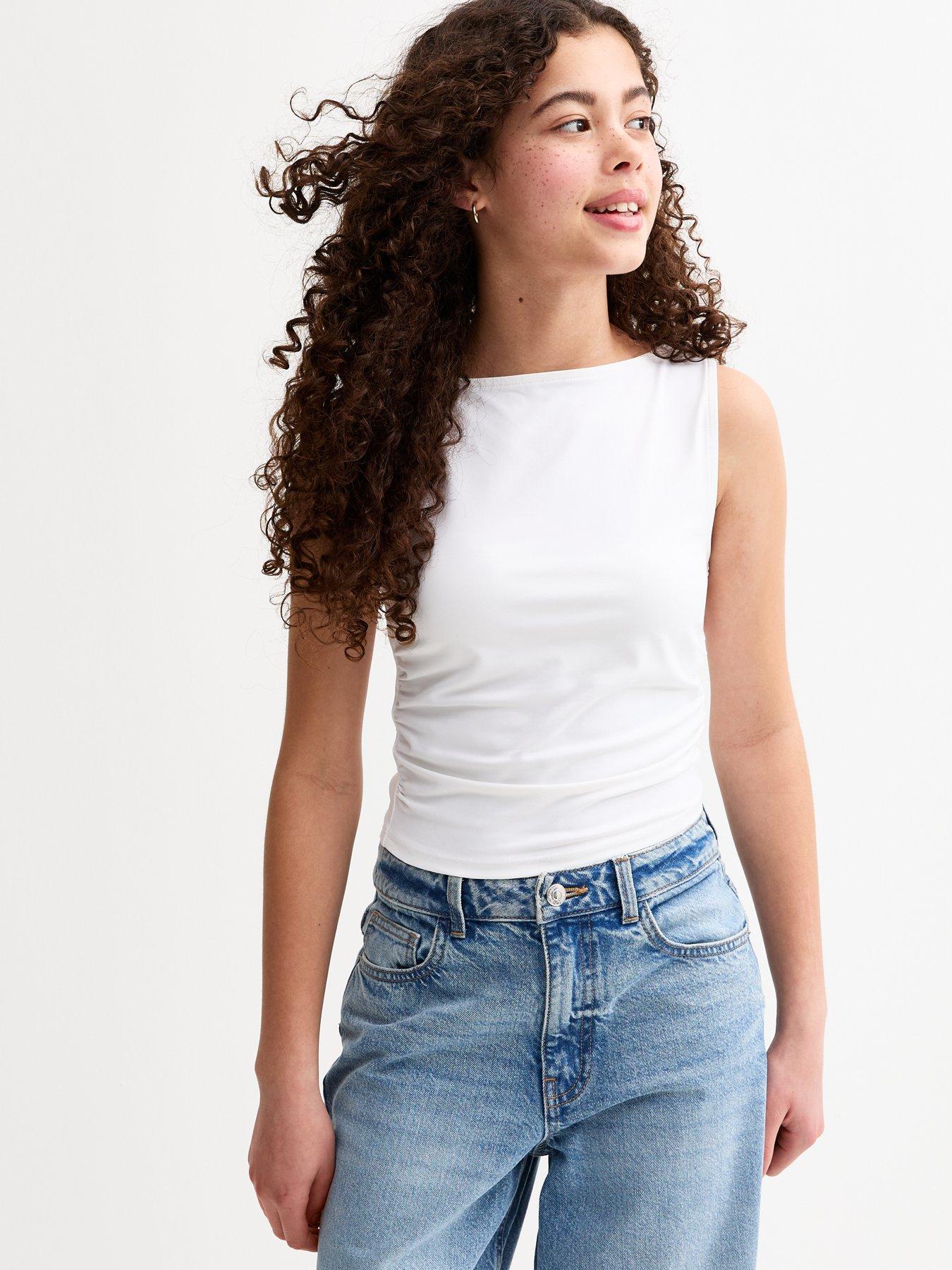 New Look 915 Girls Slash Neck Vest - White | Littlewoods