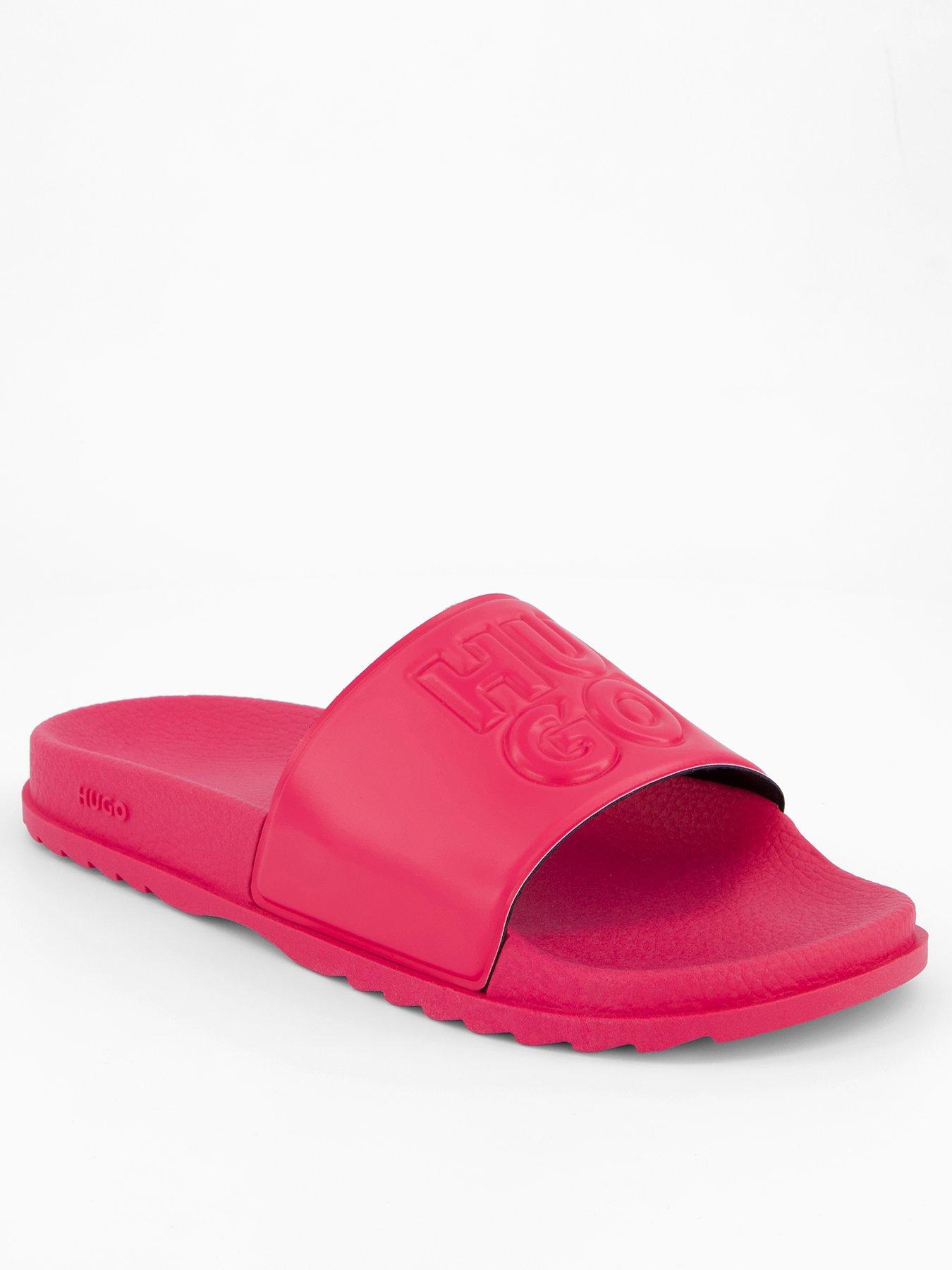 HUGO Sliders With Debossed Stacked Logo - Bright Pink | Littlewoods