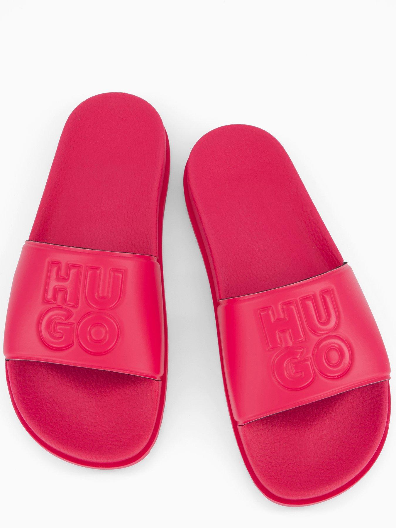 HUGO Sliders With Debossed Stacked Logo - Bright Pink | Littlewoods