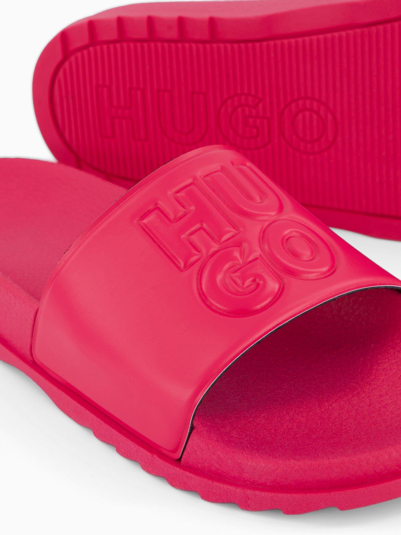 HUGO Sliders With Debossed Stacked Logo - Bright Pink | Littlewoods