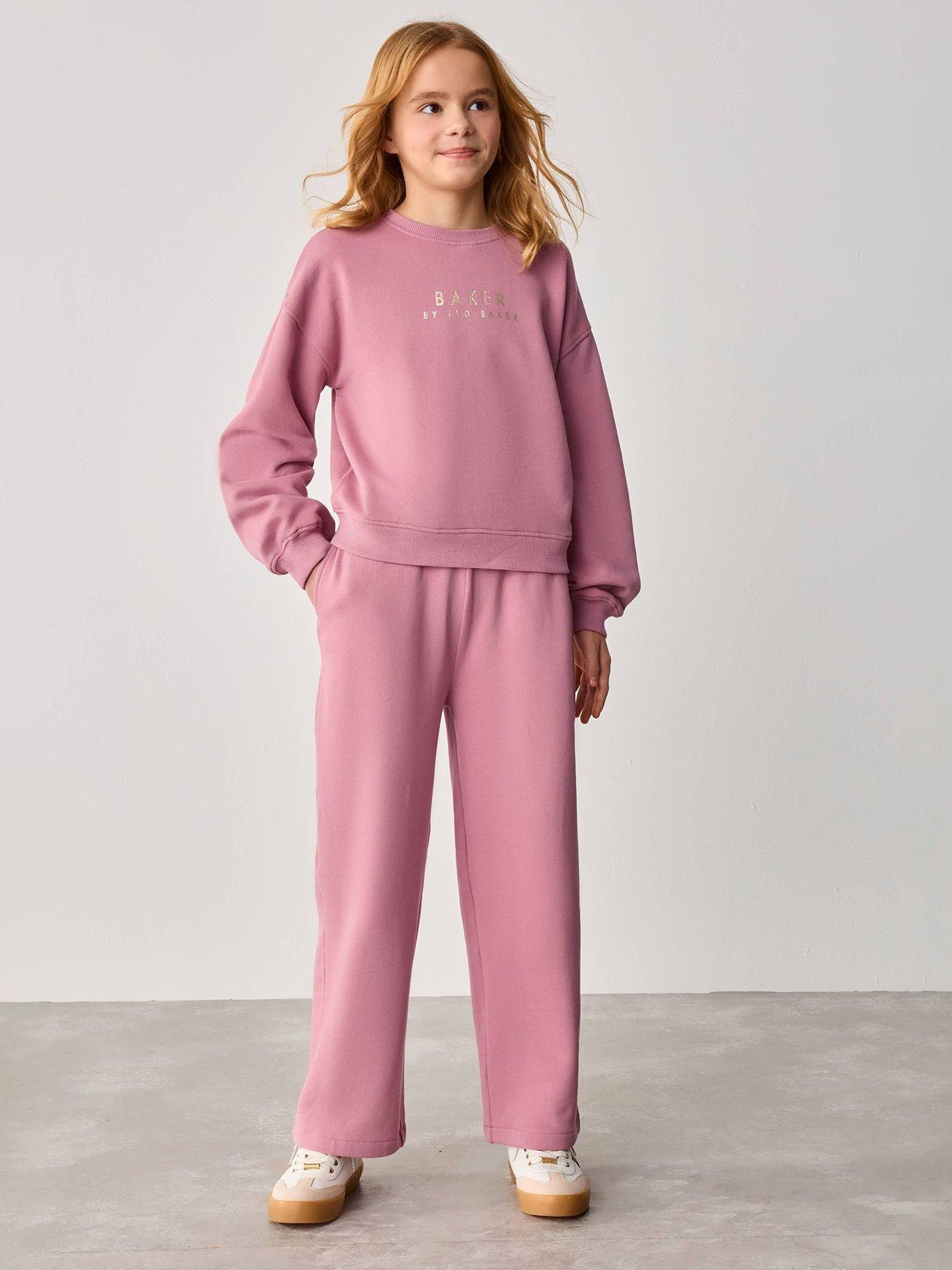 Ted Baker Girls Wide Leg Sweat Set - Pink | Littlewoods