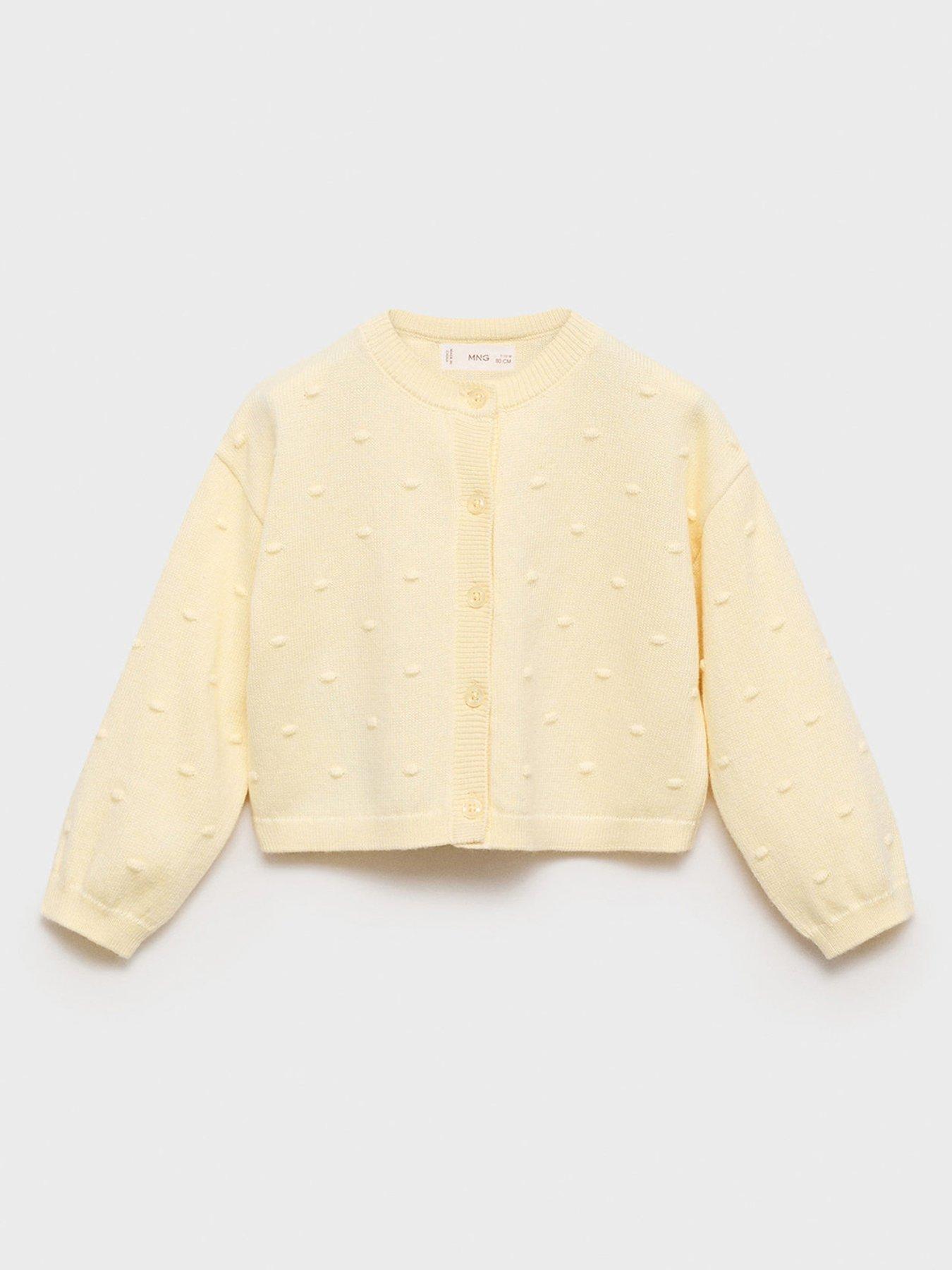 Mango Younger Girls Dobby Spot Embroidered Knitted Cardigan - Yellow ...