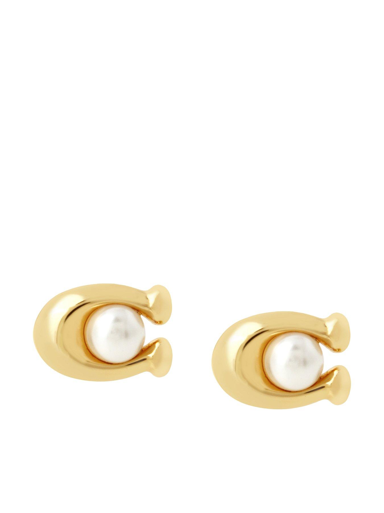 COACH Pearl Signature Stud Earrings | littlewoods.com