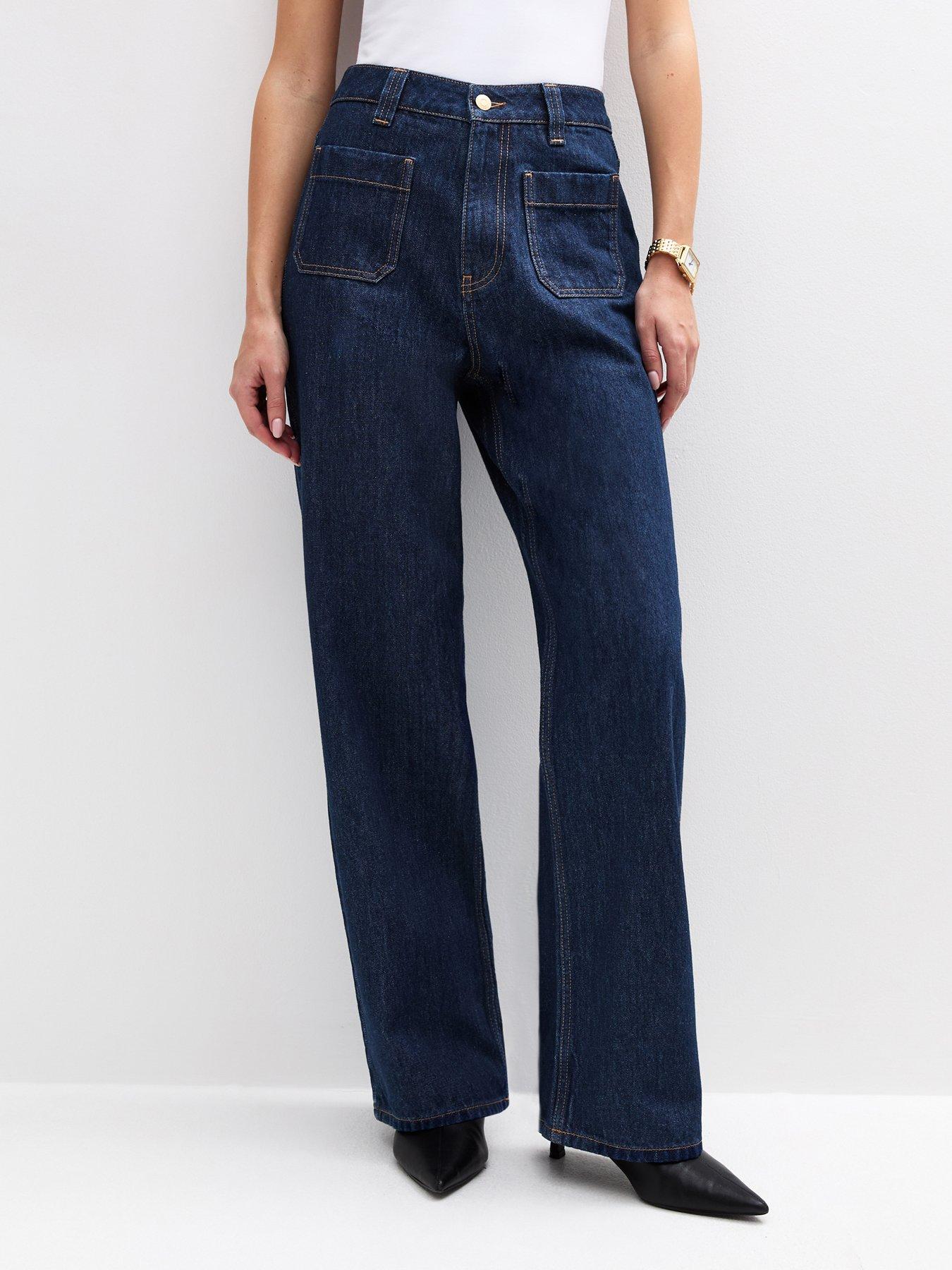 New Look Blue Patch Pocket Wide Leg Jeans | Littlewoods