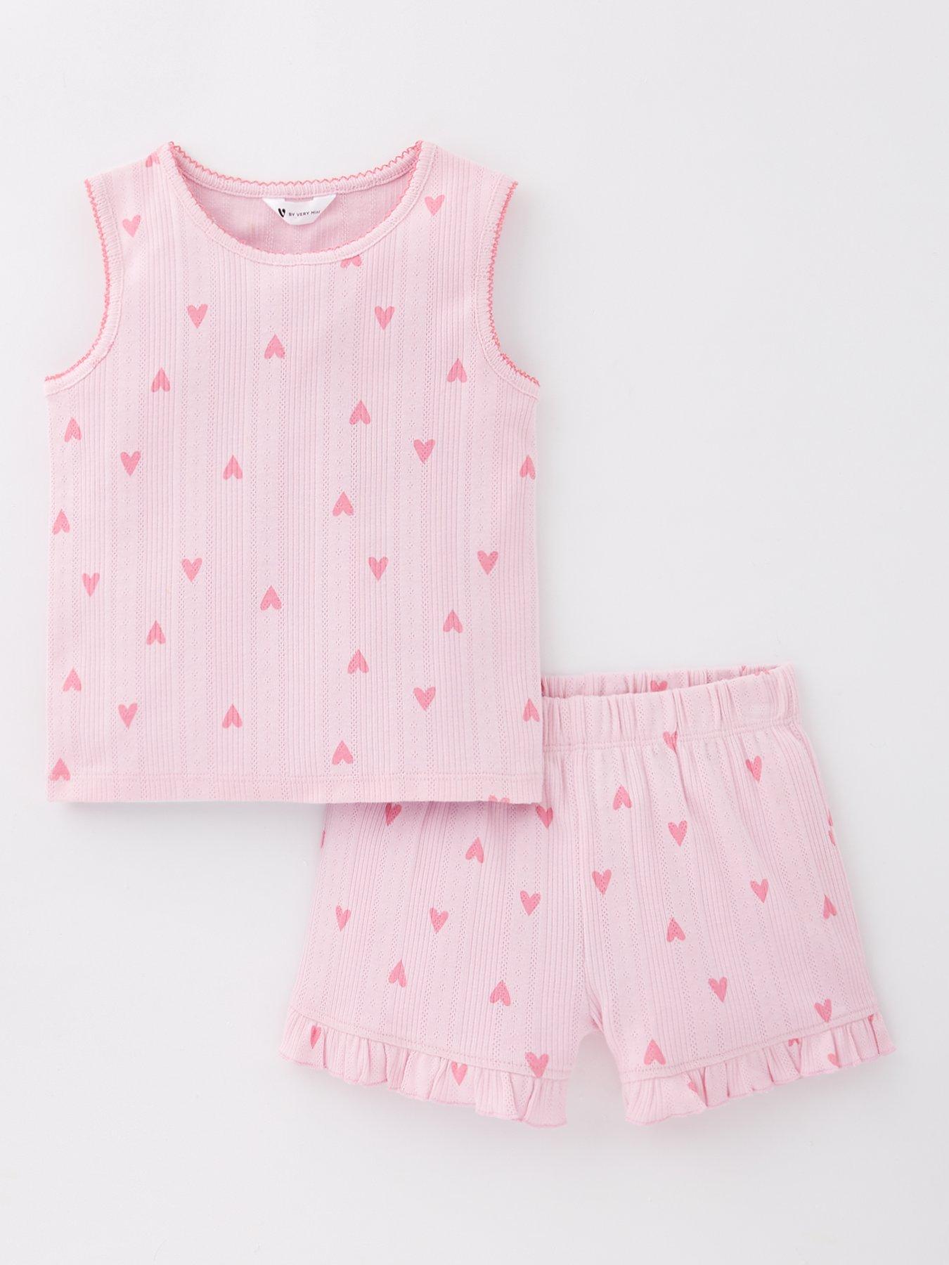 Mini V by Very Girls Pointelle Short Pyjama Set - Pink | Littlewoods