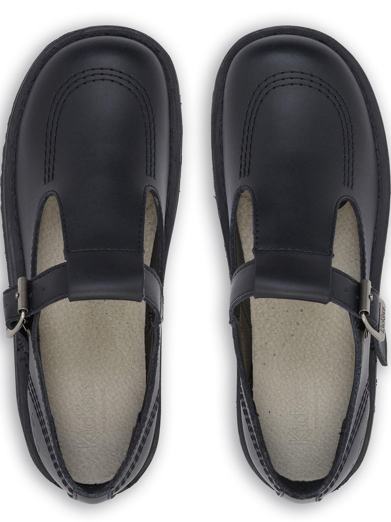 Kickers Kick T Bar Leather Shoe - Black | Littlewoods