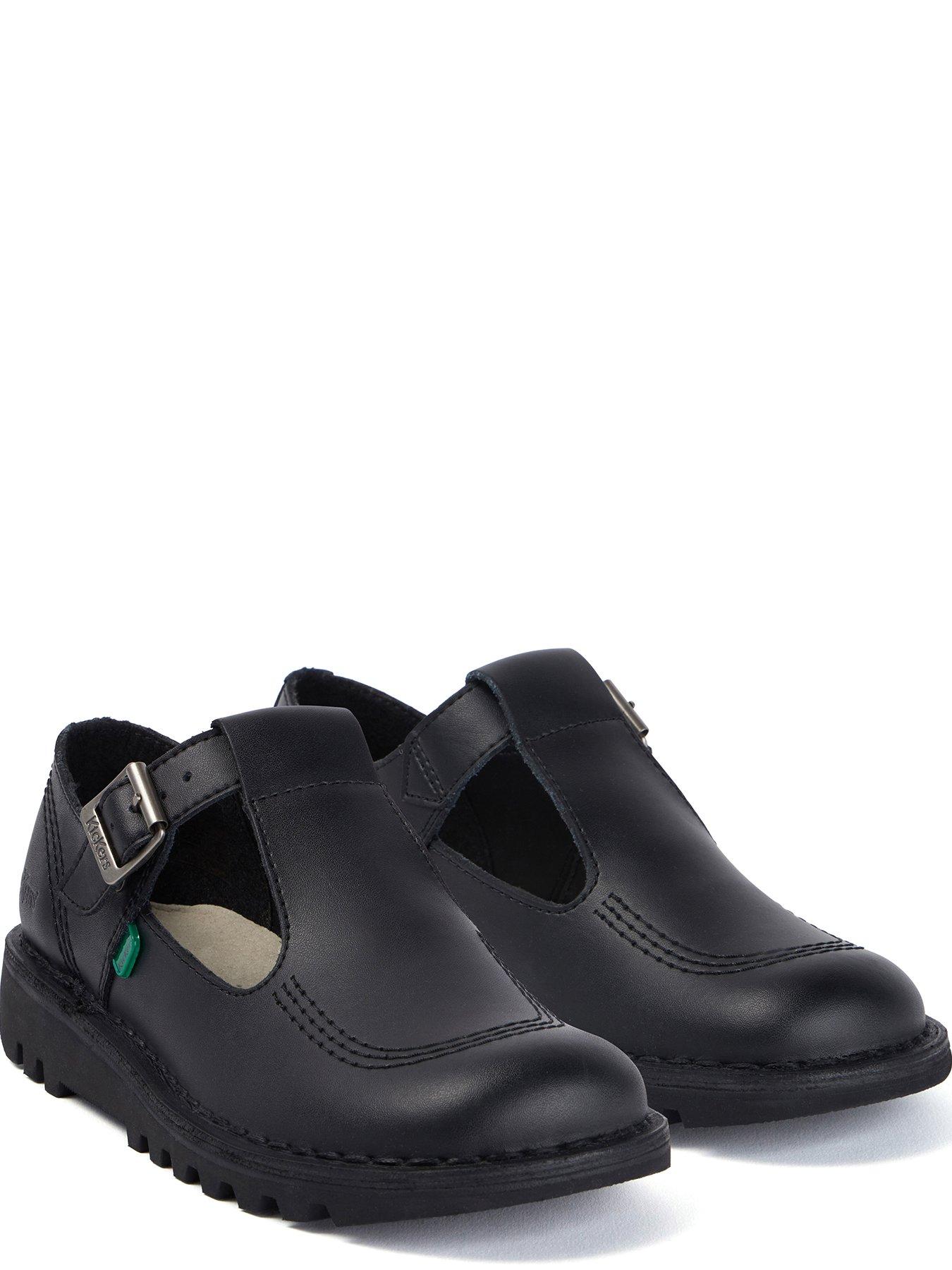 Kickers Kick T Bar Leather Shoe - Black | Littlewoods