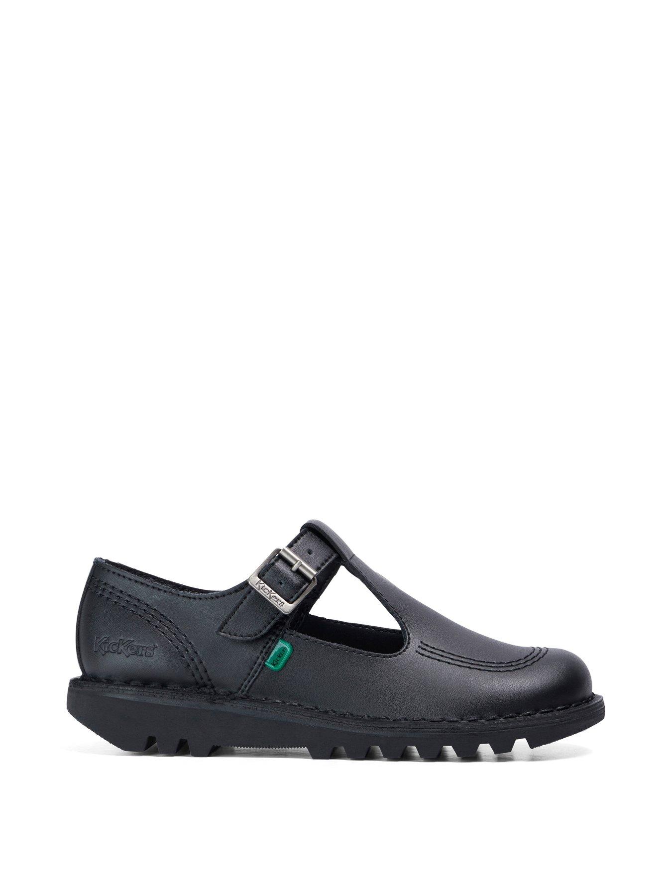 Kickers Kick T Bar Leather Shoe - Black | Littlewoods
