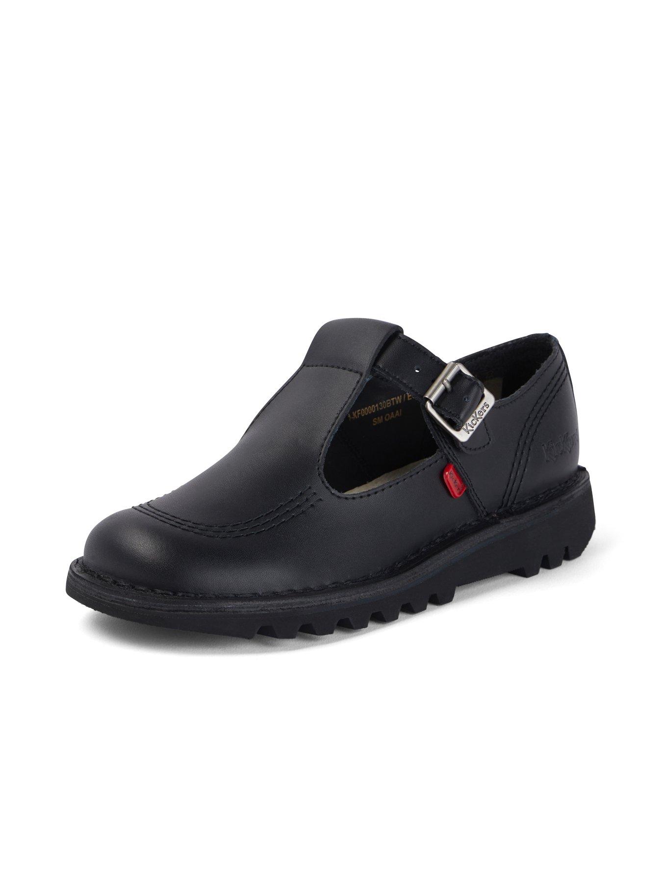 Kickers Kick T Bar Leather Shoe - Black | Littlewoods