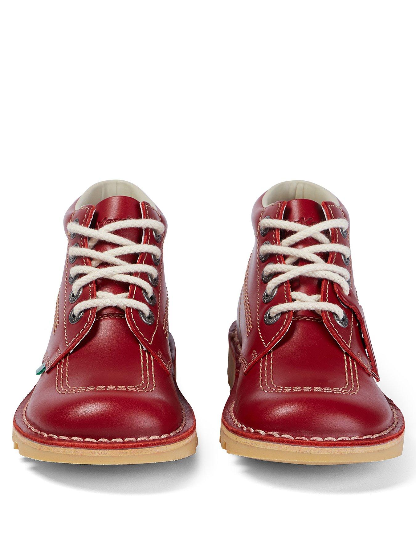 Kickers Kick Hi Leather Ankle Boot - Red | Littlewoods