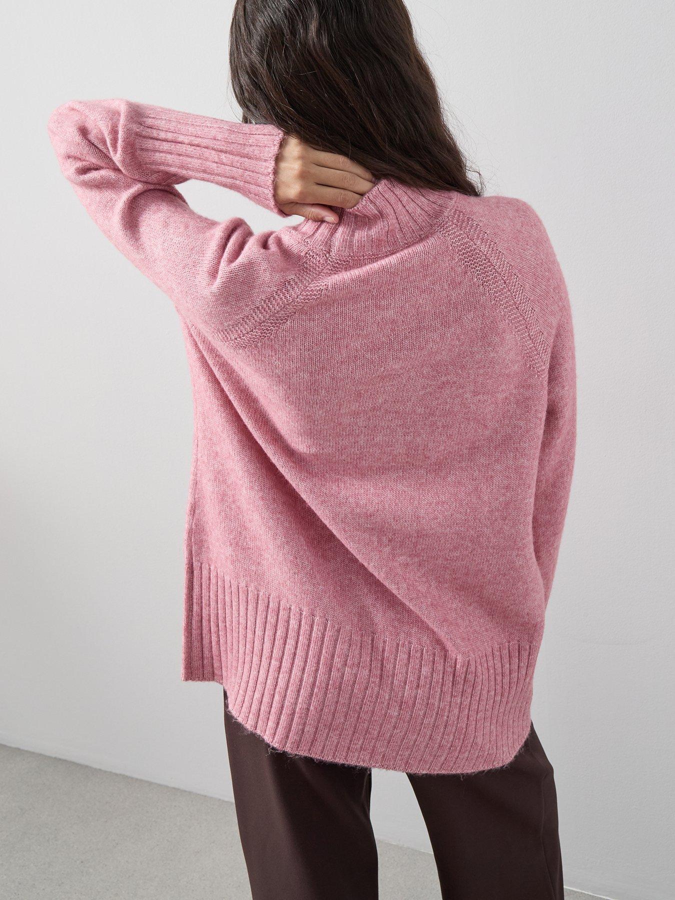The Very Collection Timeless Yarn Longline Funnel Neck Jumper - Pink ...