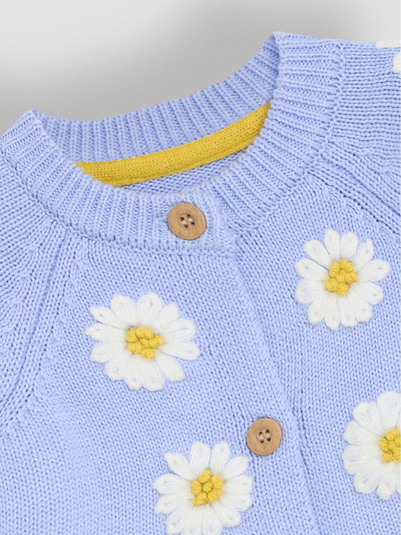 JoJo Maman Bebe Girls Floral Embroidered Cardigan - Blue | Littlewoods
