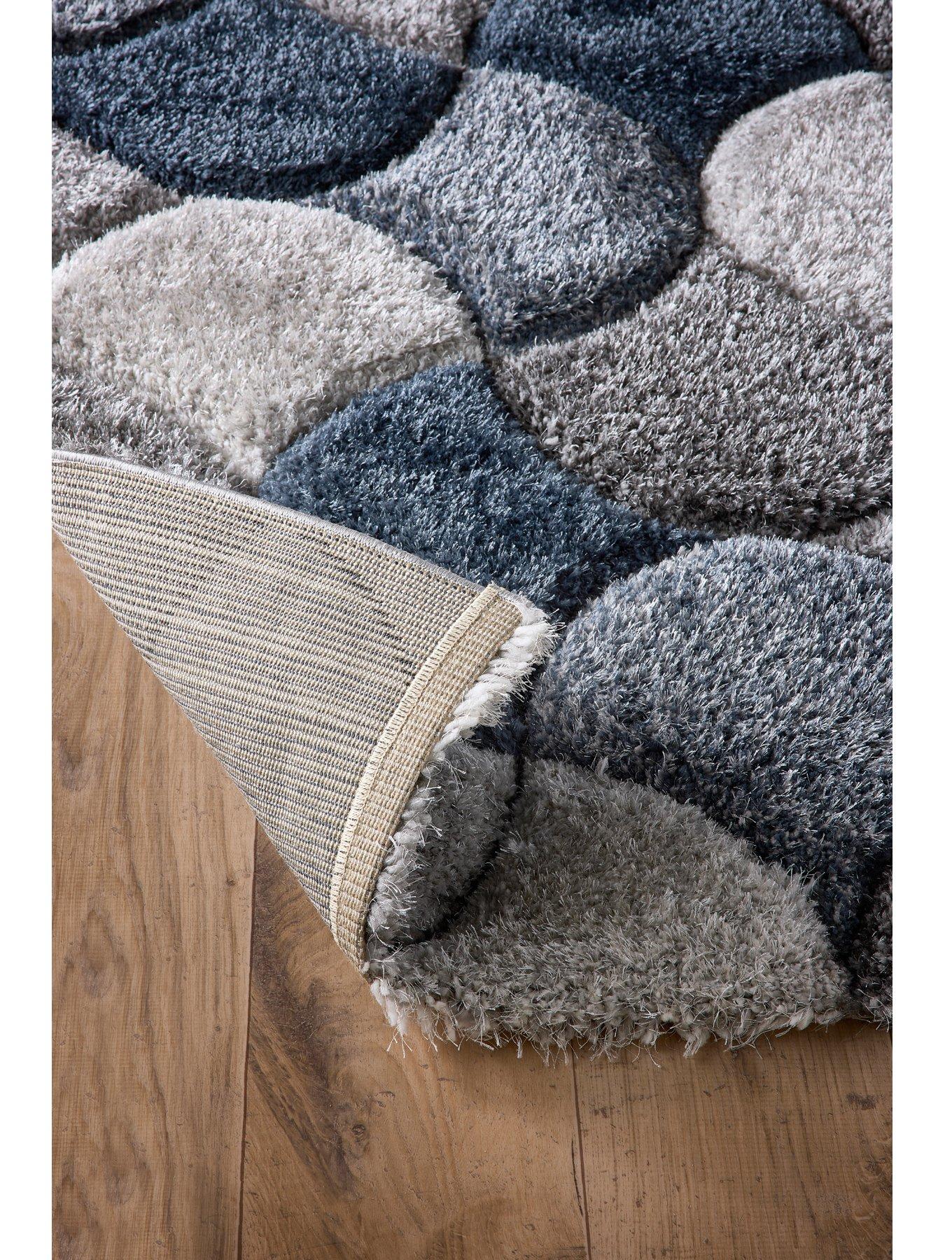 Very Home Premium 3d Scallop Shaggy Navy Rug | Littlewoods