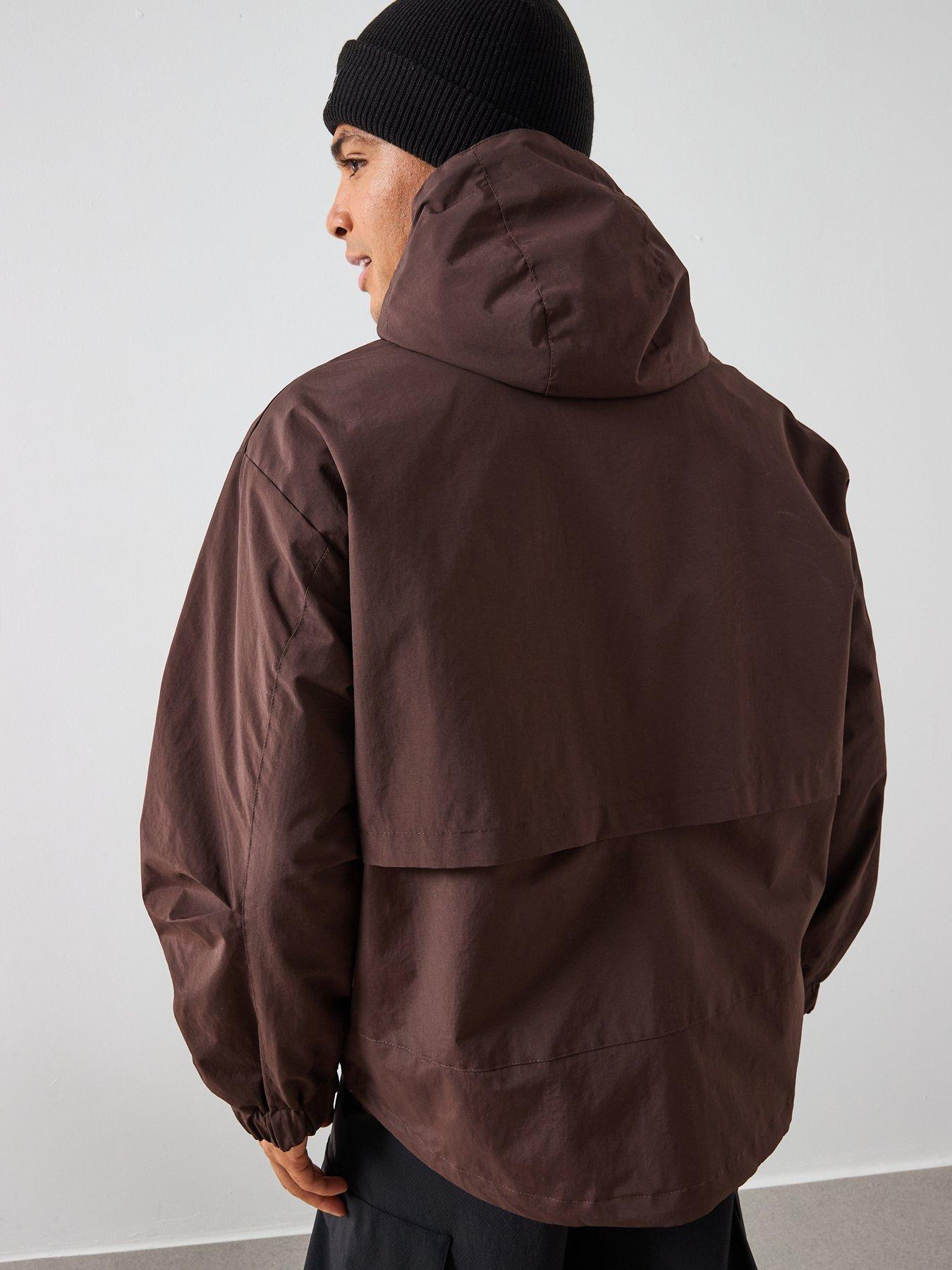 Very Man Shower Resistant Hooded Tech Jacket - Brown | Littlewoods