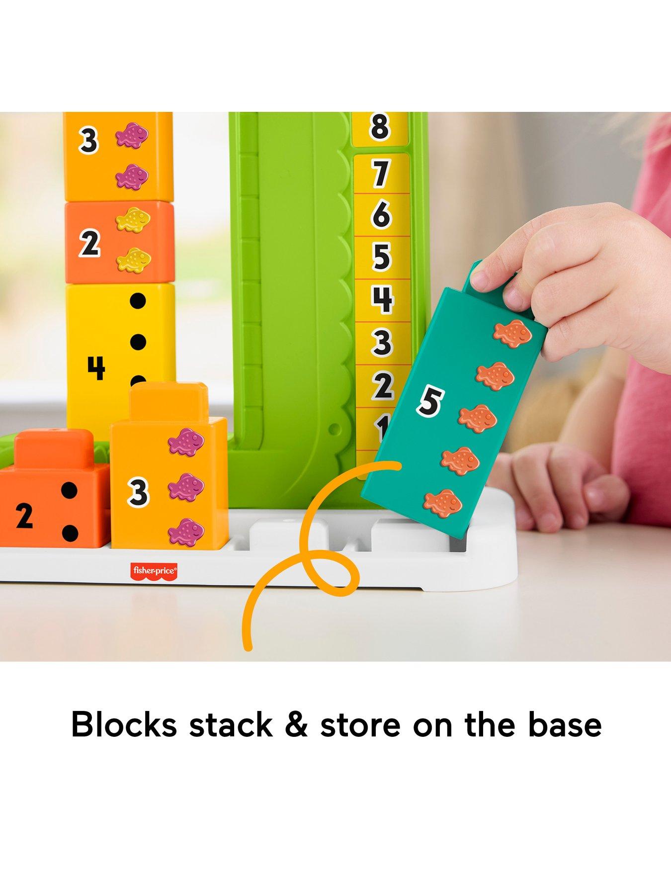 Fisher-Price Adding Alligator Educational Toy with 10 Stacking Blocks for Preschool Kids ...