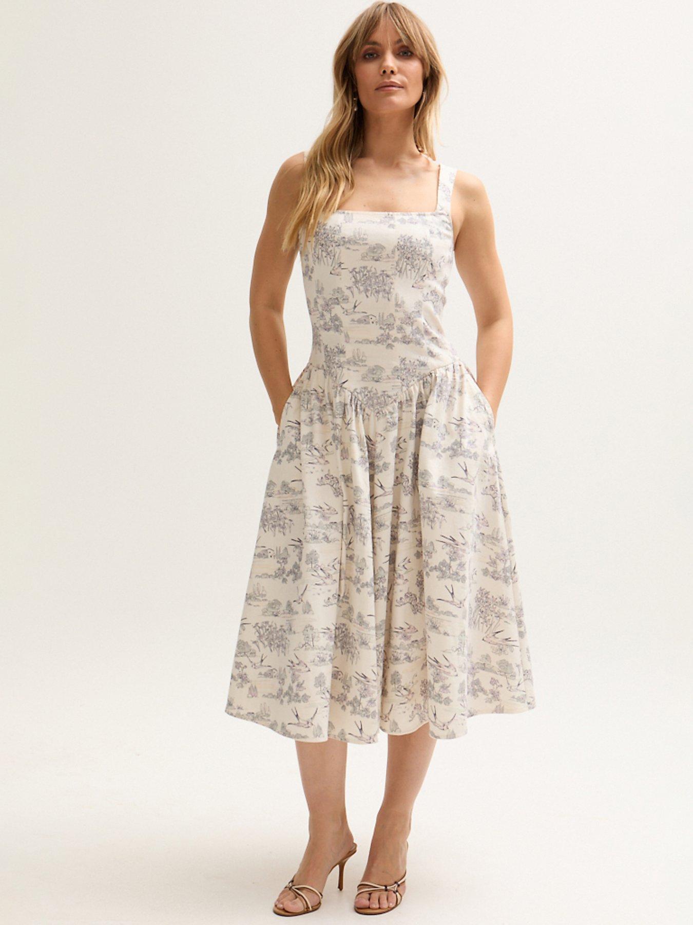 Lily & Lionel Hayley Midi Dress - White - Beige | Littlewoods