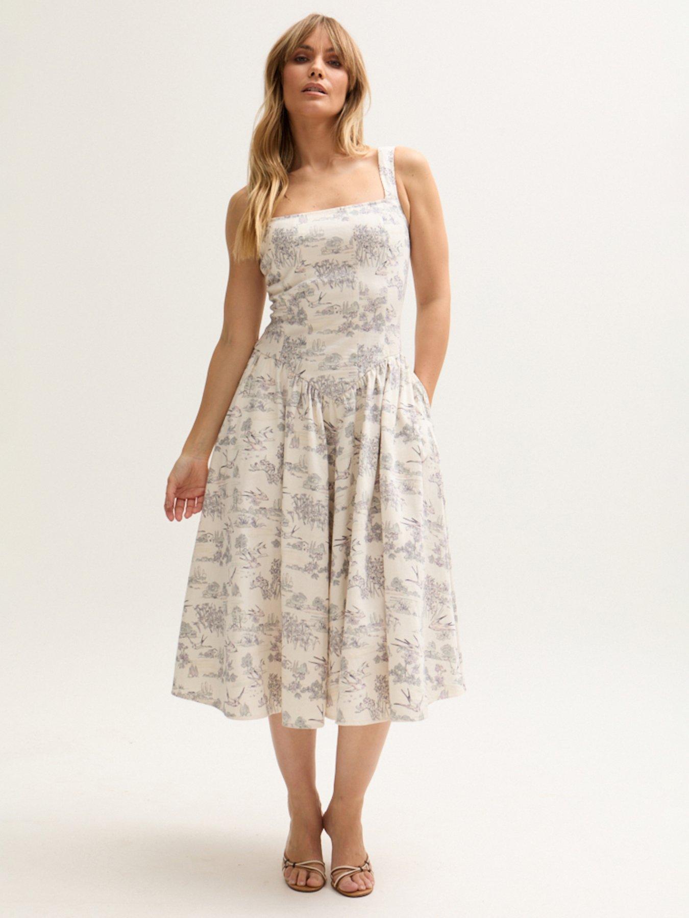 Lily & Lionel Hayley Midi Dress - White - Beige | Littlewoods