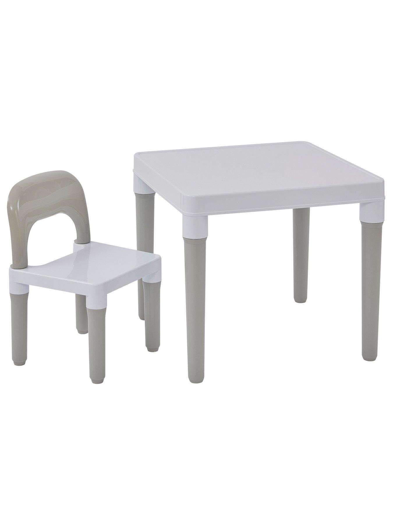 Liberty House White & Grey Plastic Table and 1 Chair Set | Littlewoods