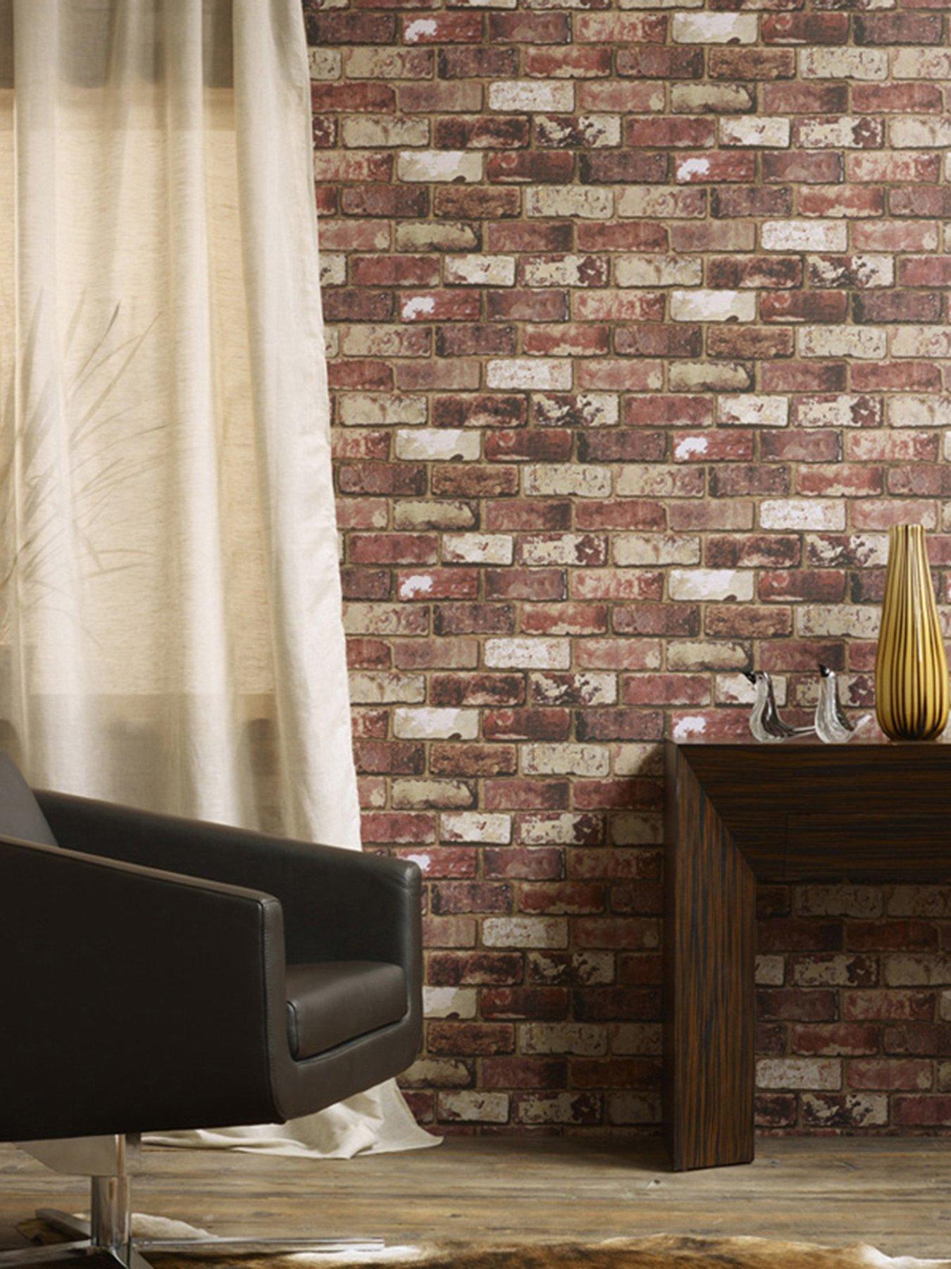 Fresco Brick Wall - Red Wallpaper | Littlewoods