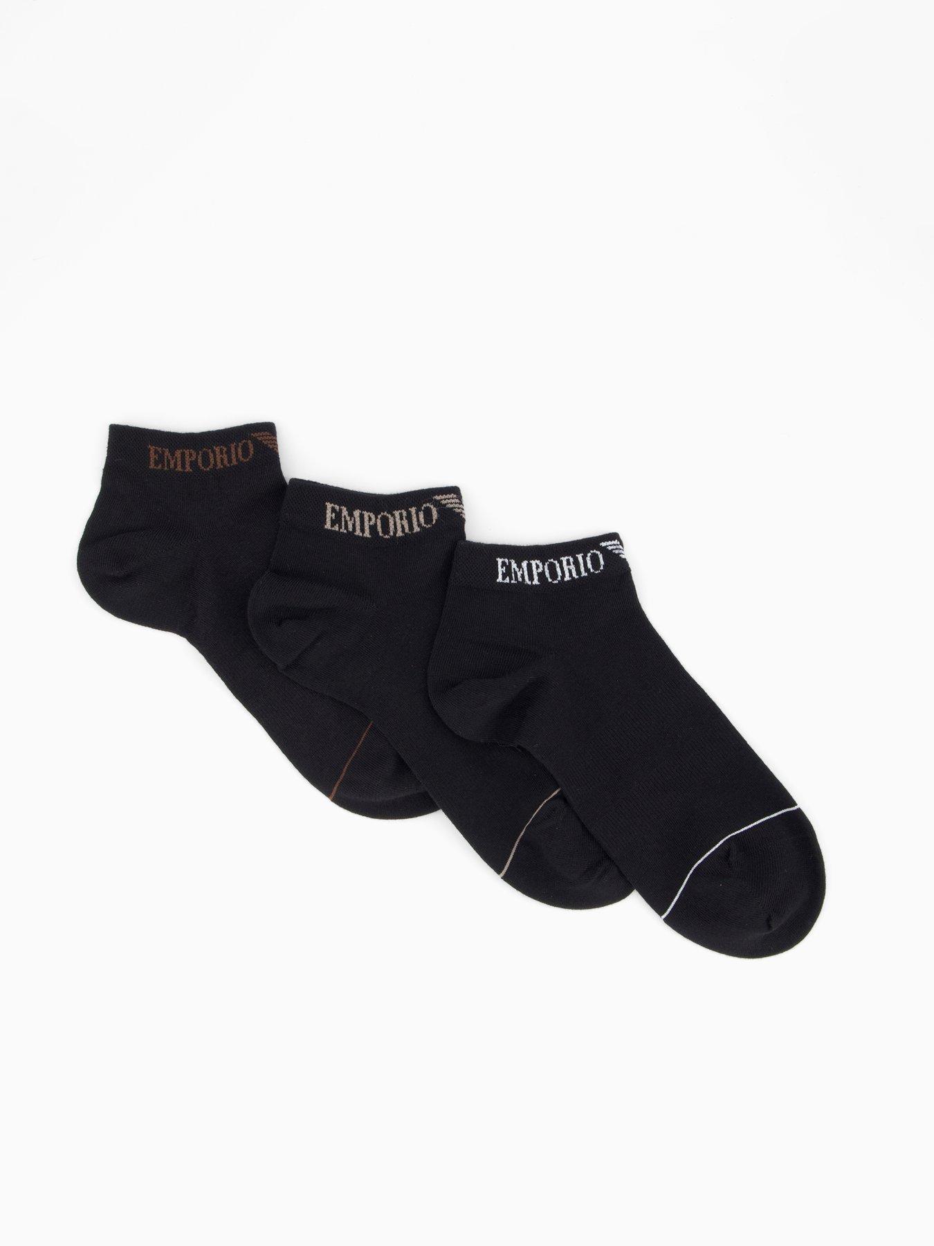 Emporio Armani Bodywear 3 Pack Trainer Liner Socks - Black | Littlewoods