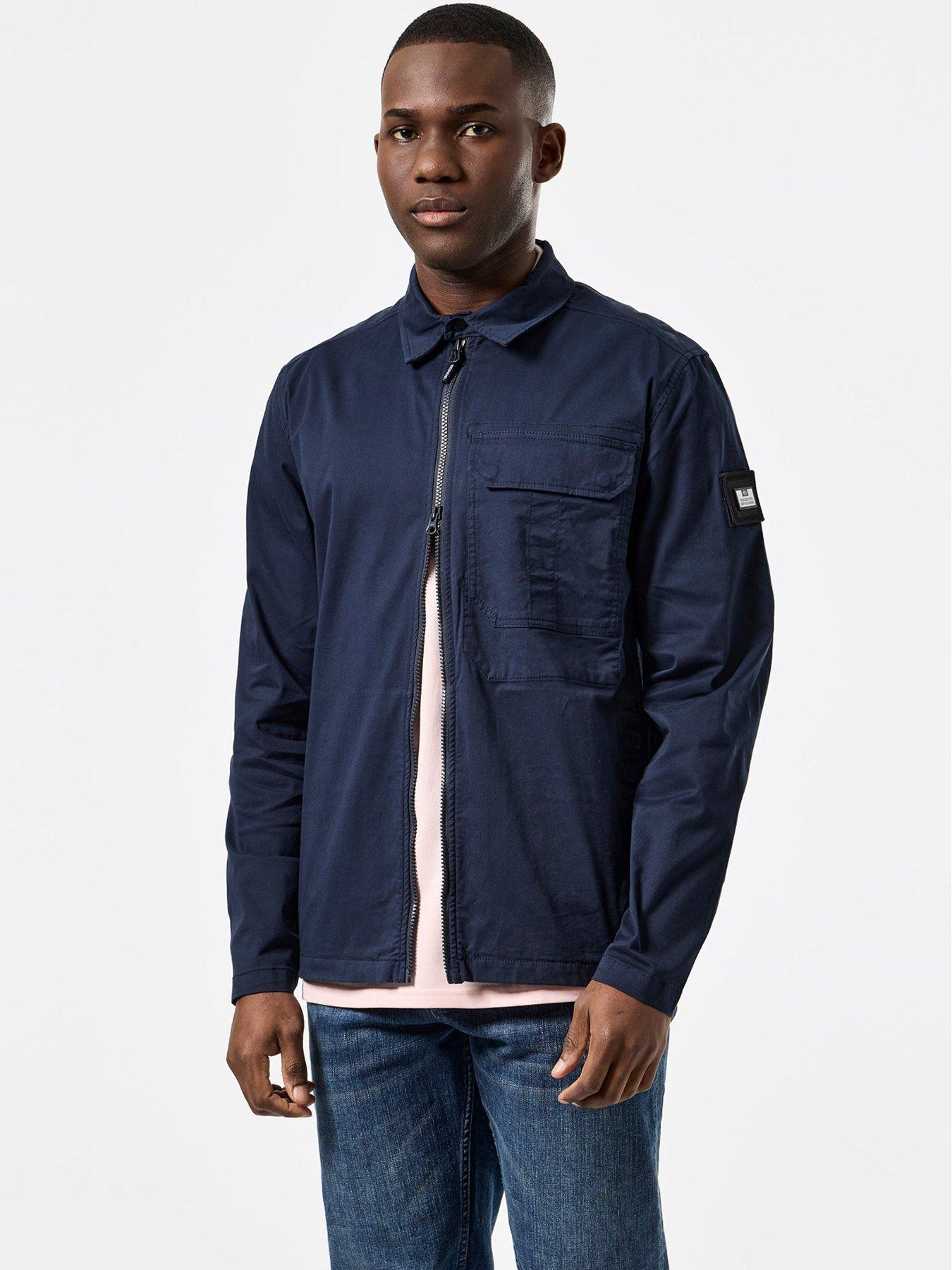 Weekend Offender Graniteville Cotton Pocket Overshirt - Navy | Littlewoods