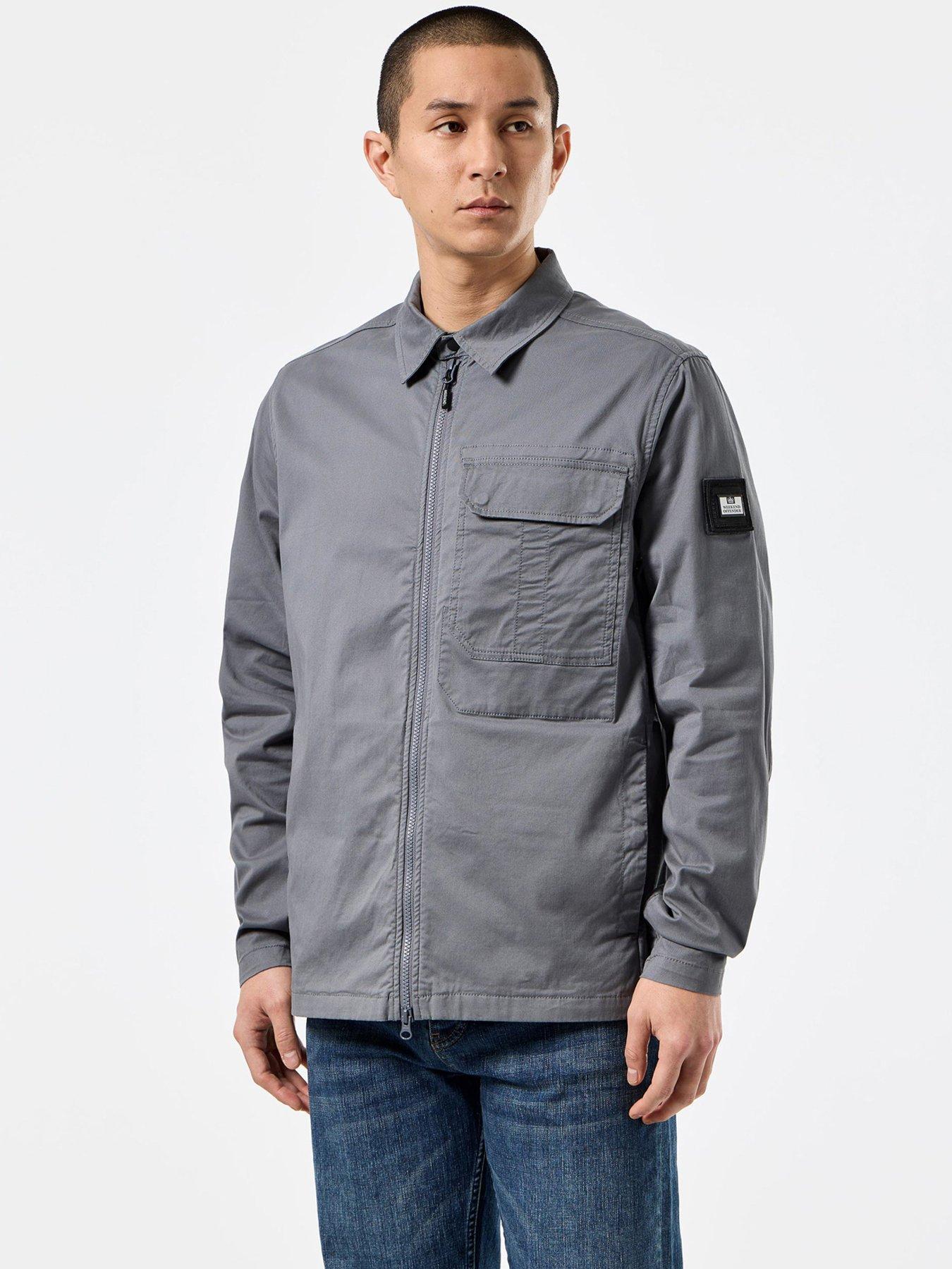 Weekend Offender Graniteville Cotton Pocket Overshirt - Grey | Littlewoods