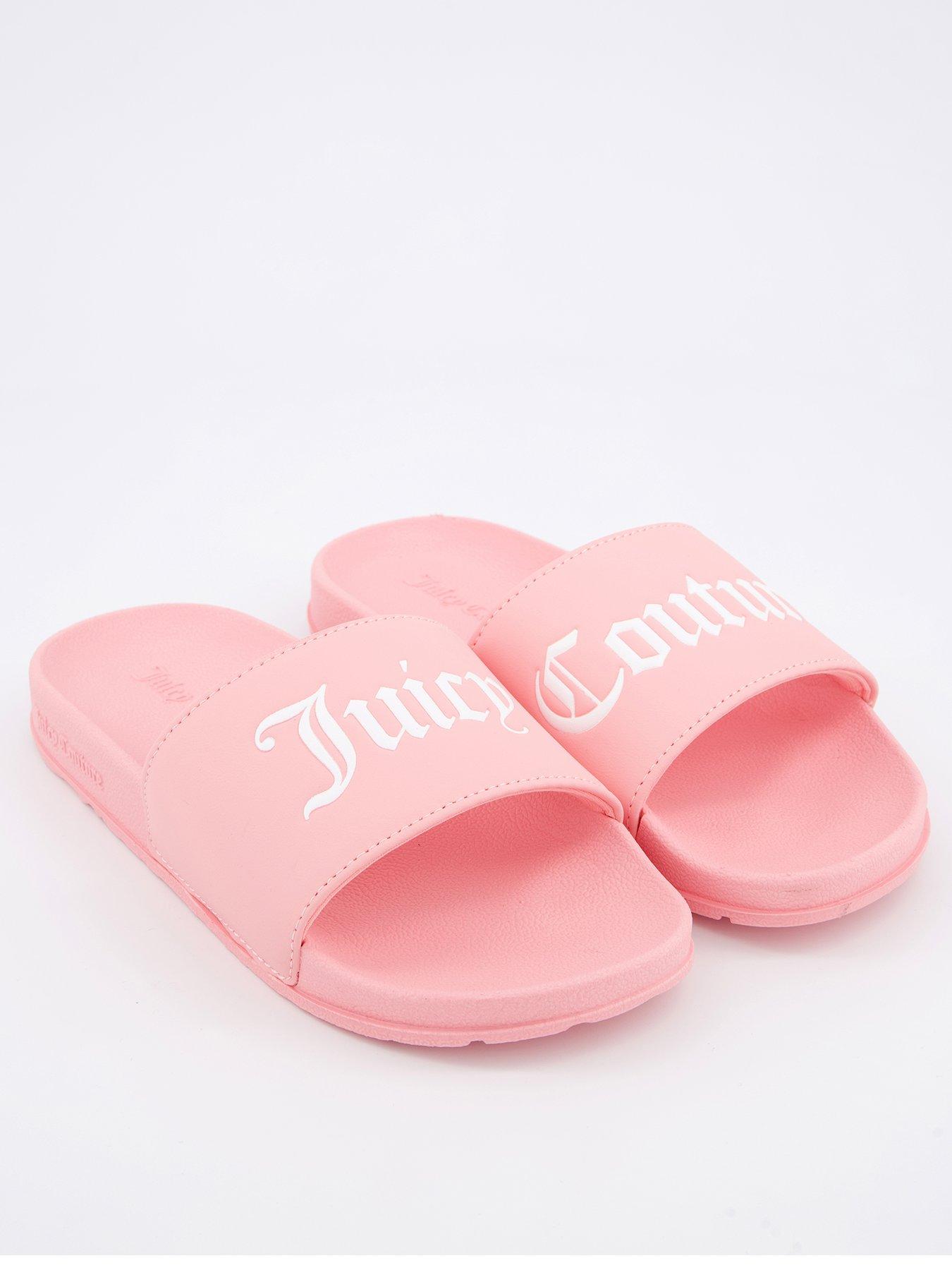 Juicy Couture Collegiate Embossed Pu Slider Sandals - Pink | Littlewoods