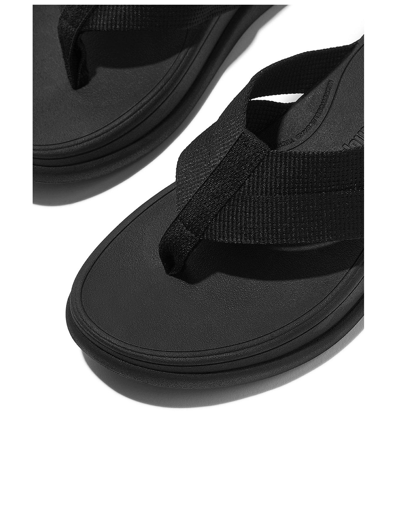 FitFlop F-Mode Go Webbing Flatform Strappy Flip-Flops - Black | Littlewoods