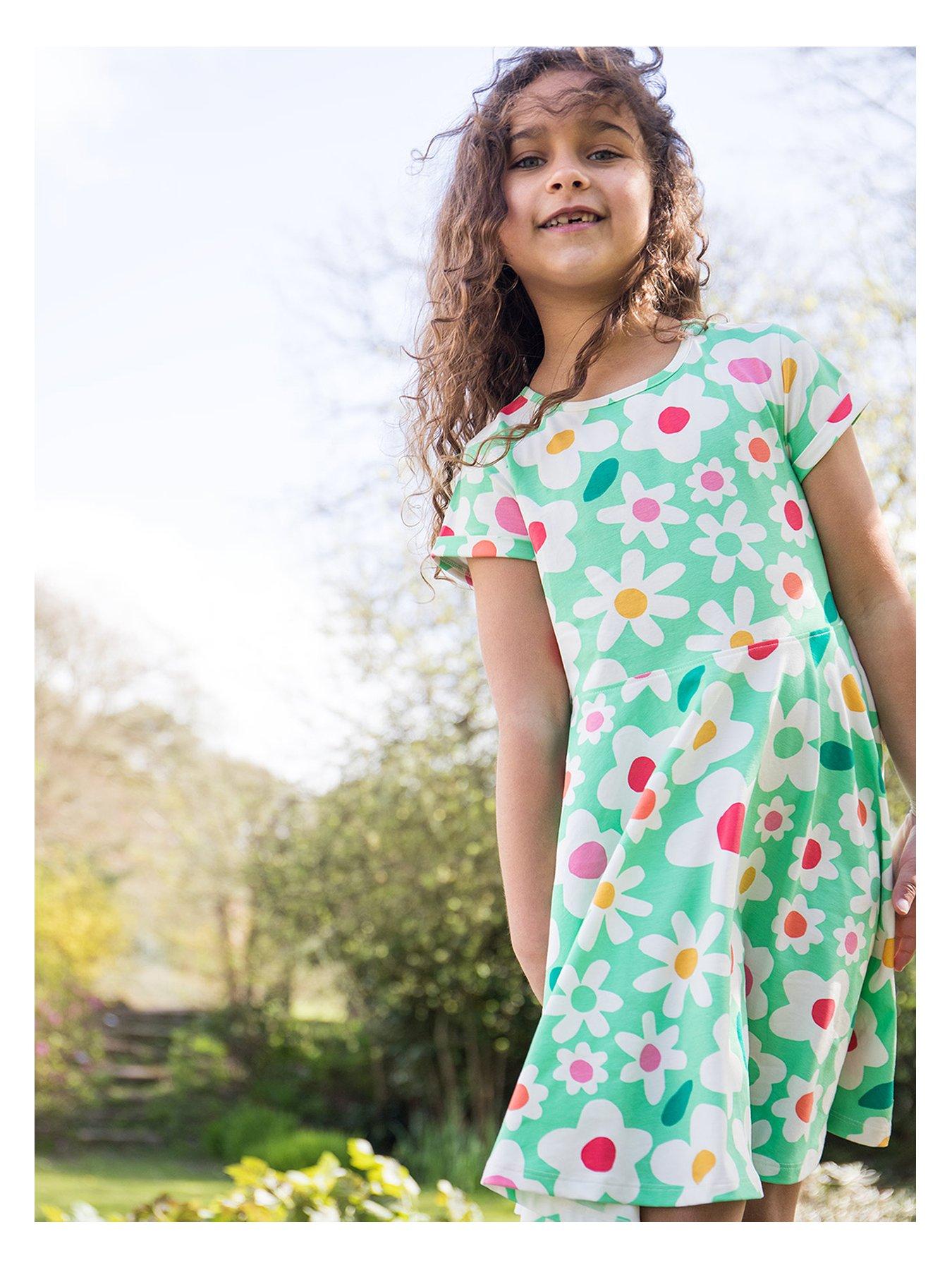 Frugi Girls Spring Skater Dress - Green | Littlewoods