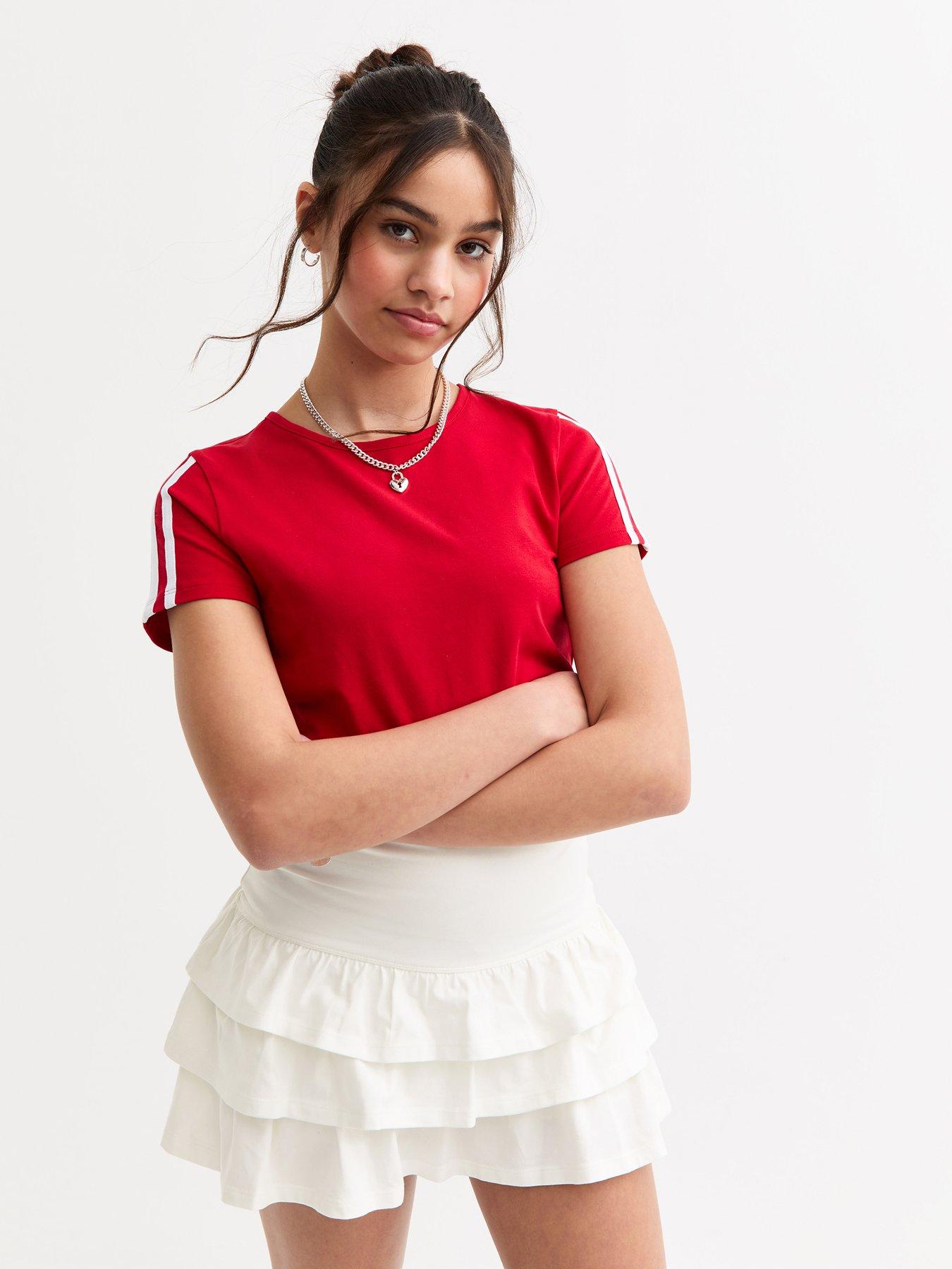 New Look 915 Girls Jersey Tiered Rara Skort - White | Littlewoods