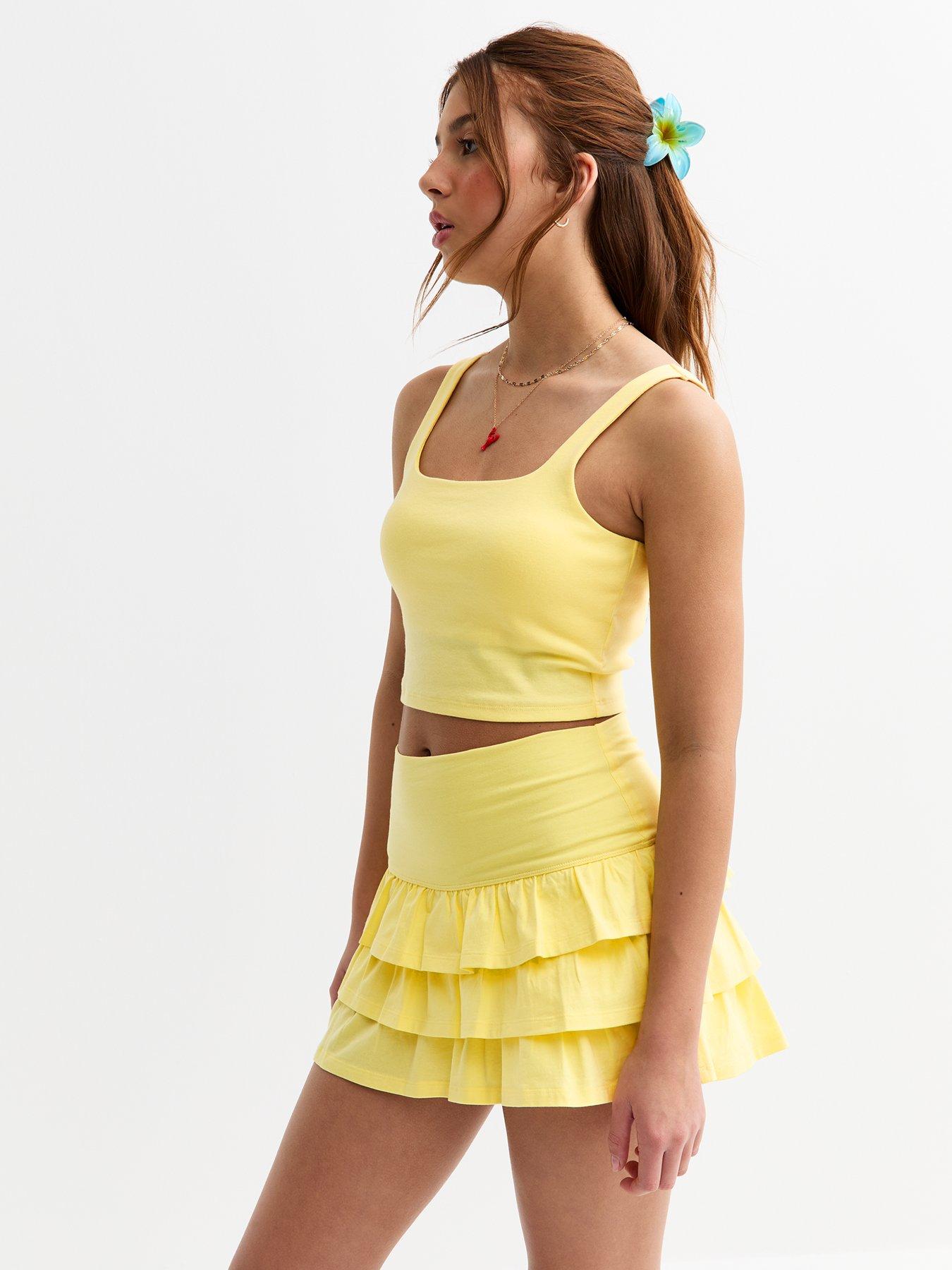 New Look 915 Girls Jersey Tiered Rara Skort - Light Yellow | Littlewoods