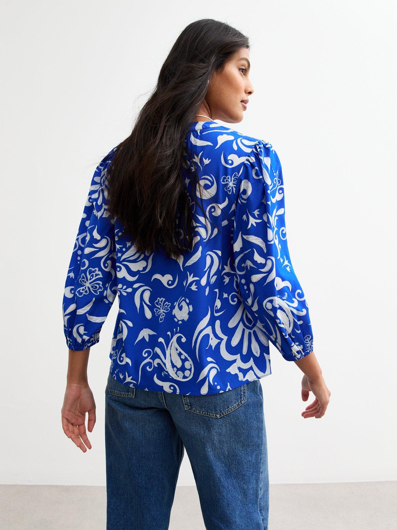 New Look Blue Pattern Print Top | Littlewoods