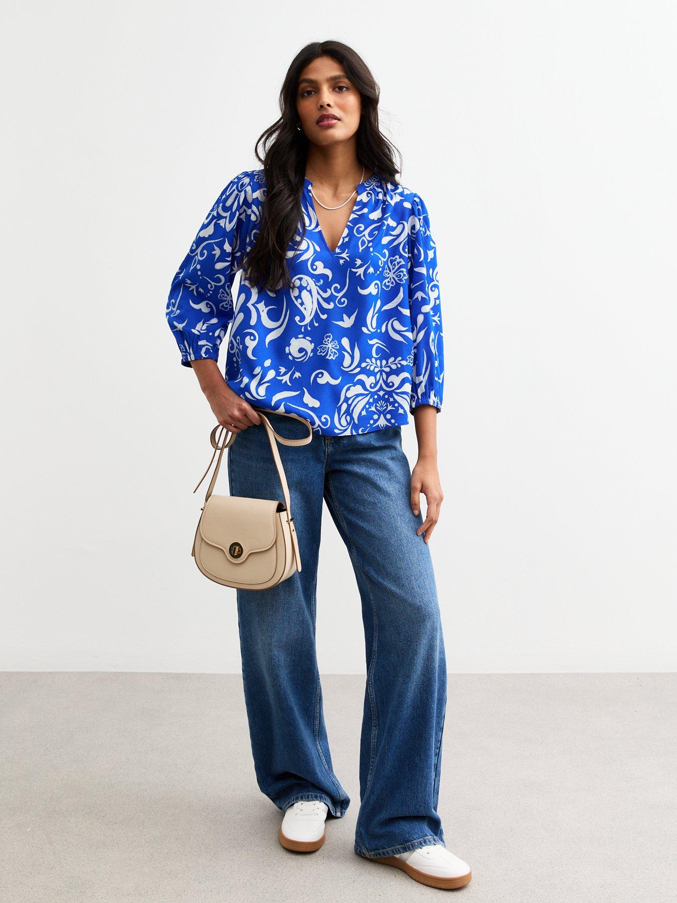 New Look Blue Pattern Print Top | Littlewoods