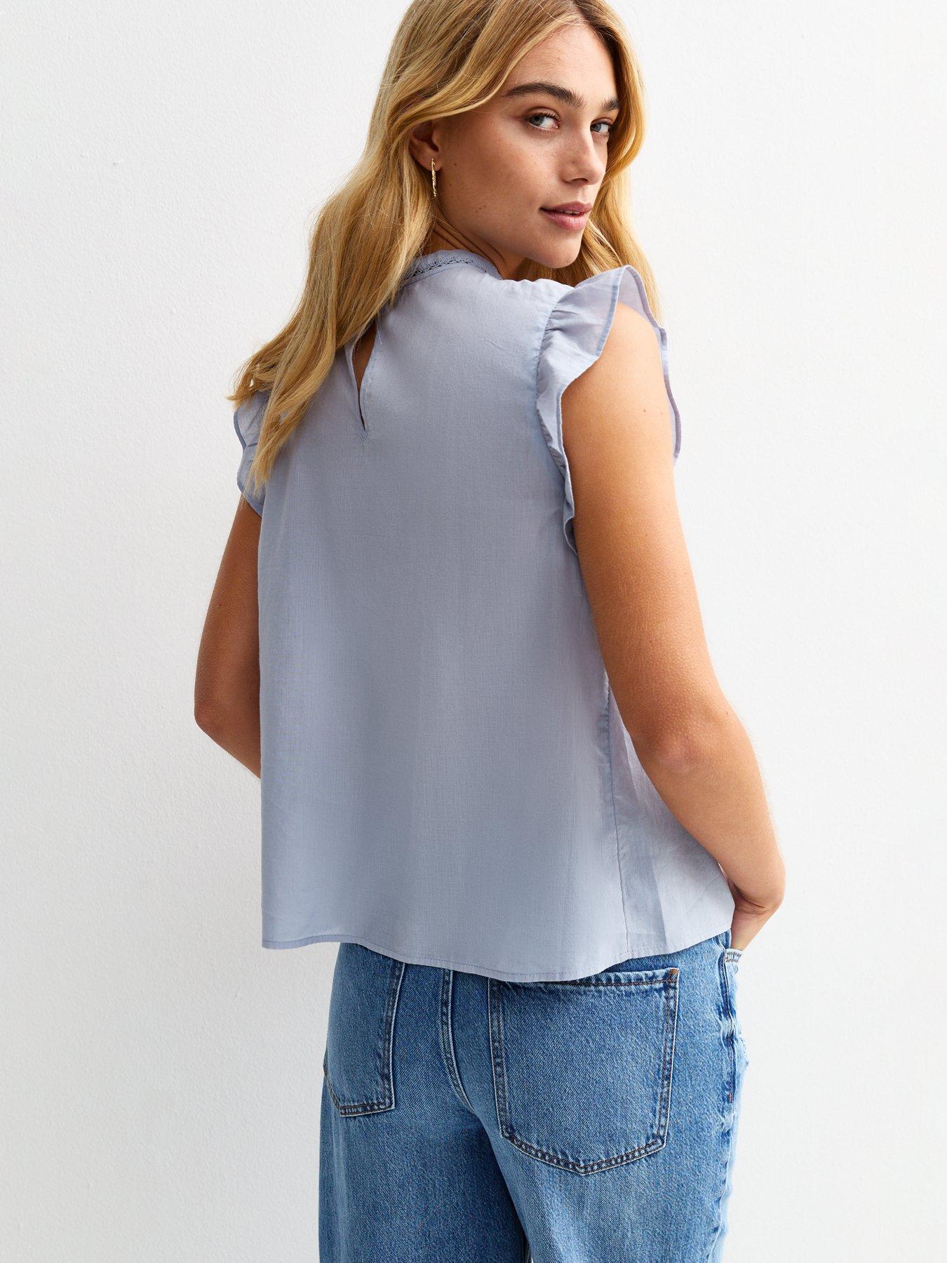 New Look Lace Panelled Sleeveless Top - Blue | Littlewoods