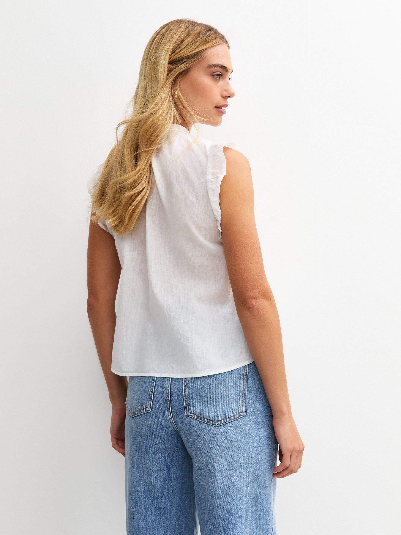New Look Lace Panelled Sleeveless Top - White | Littlewoods