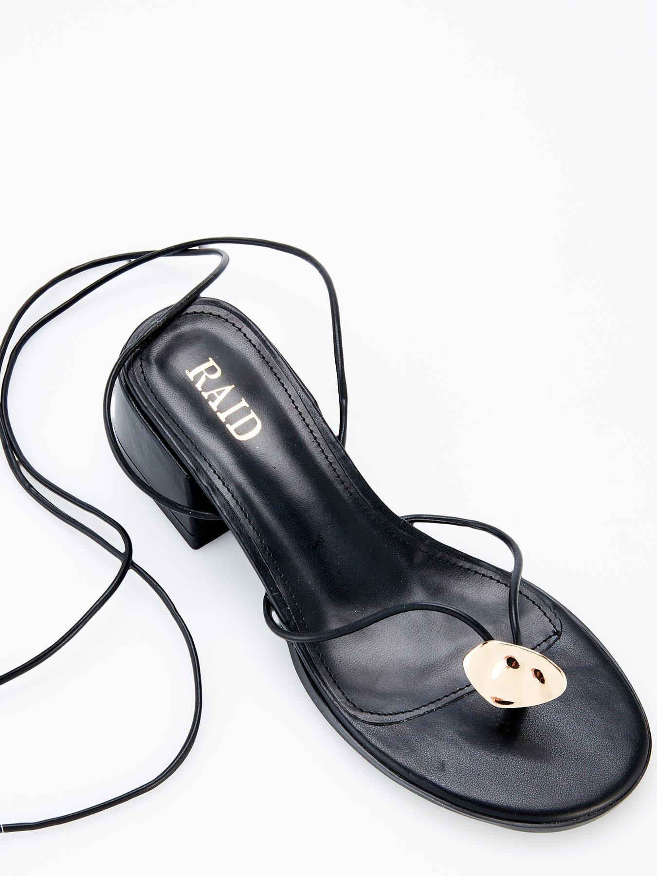 Raid Jenny Block Heel Gold Detail Sandal - Black | Littlewoods